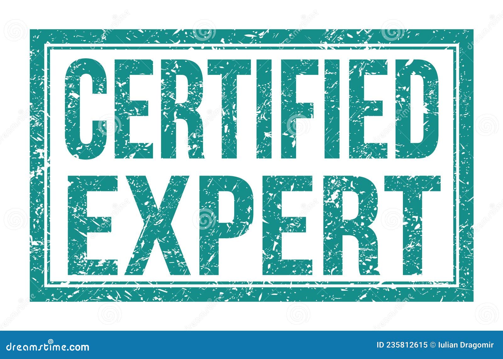 CERTIFIED EXPERT, Words on Blue Rectangle Stamp Sign Stock Illustration ...