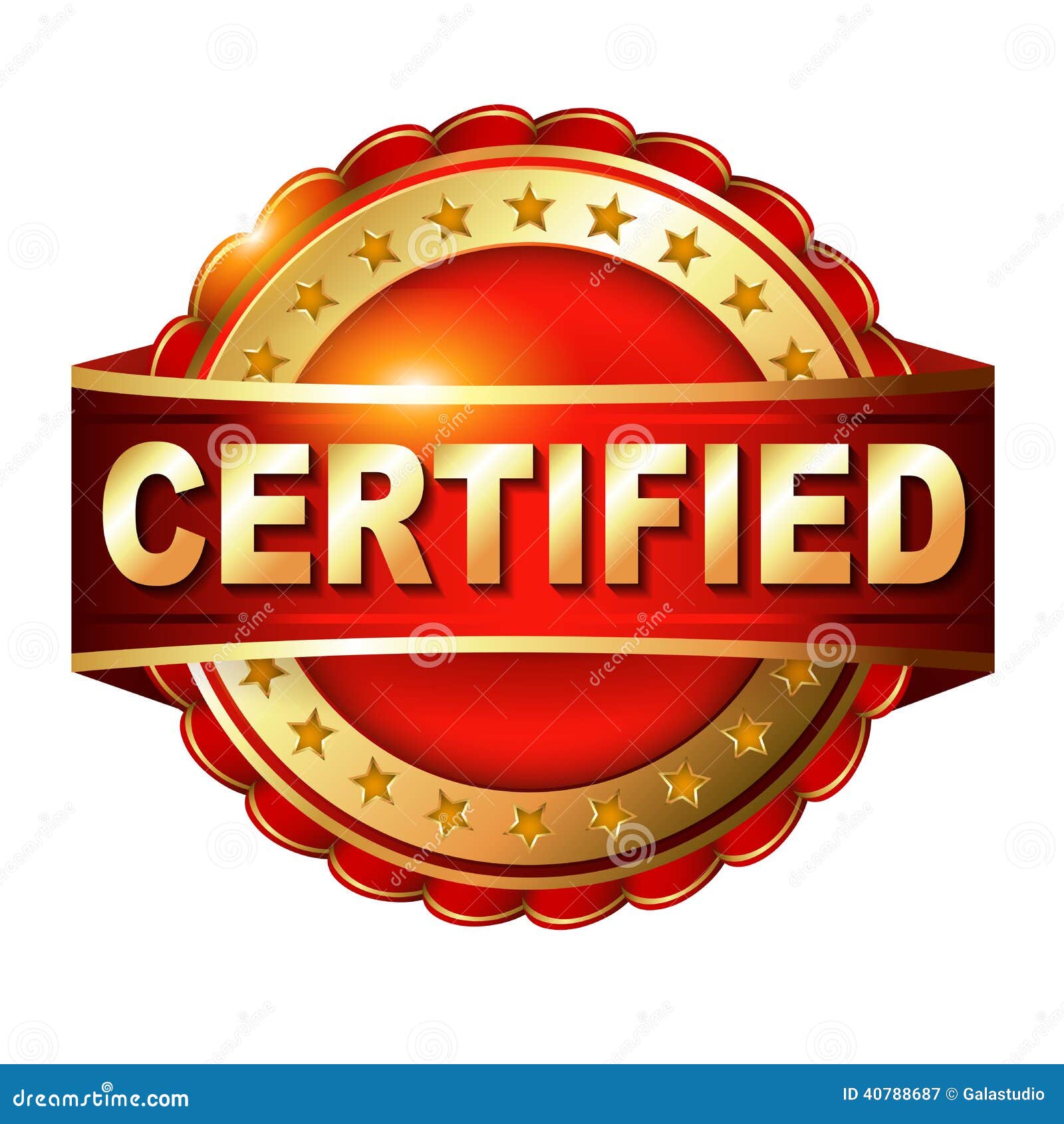 Certified Guarantee Golden Label with Ribbon. Stock Illustration ...