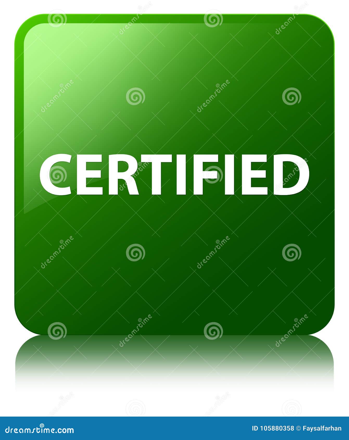 Certified Green Square Button Stock Illustration - Illustration of text ...