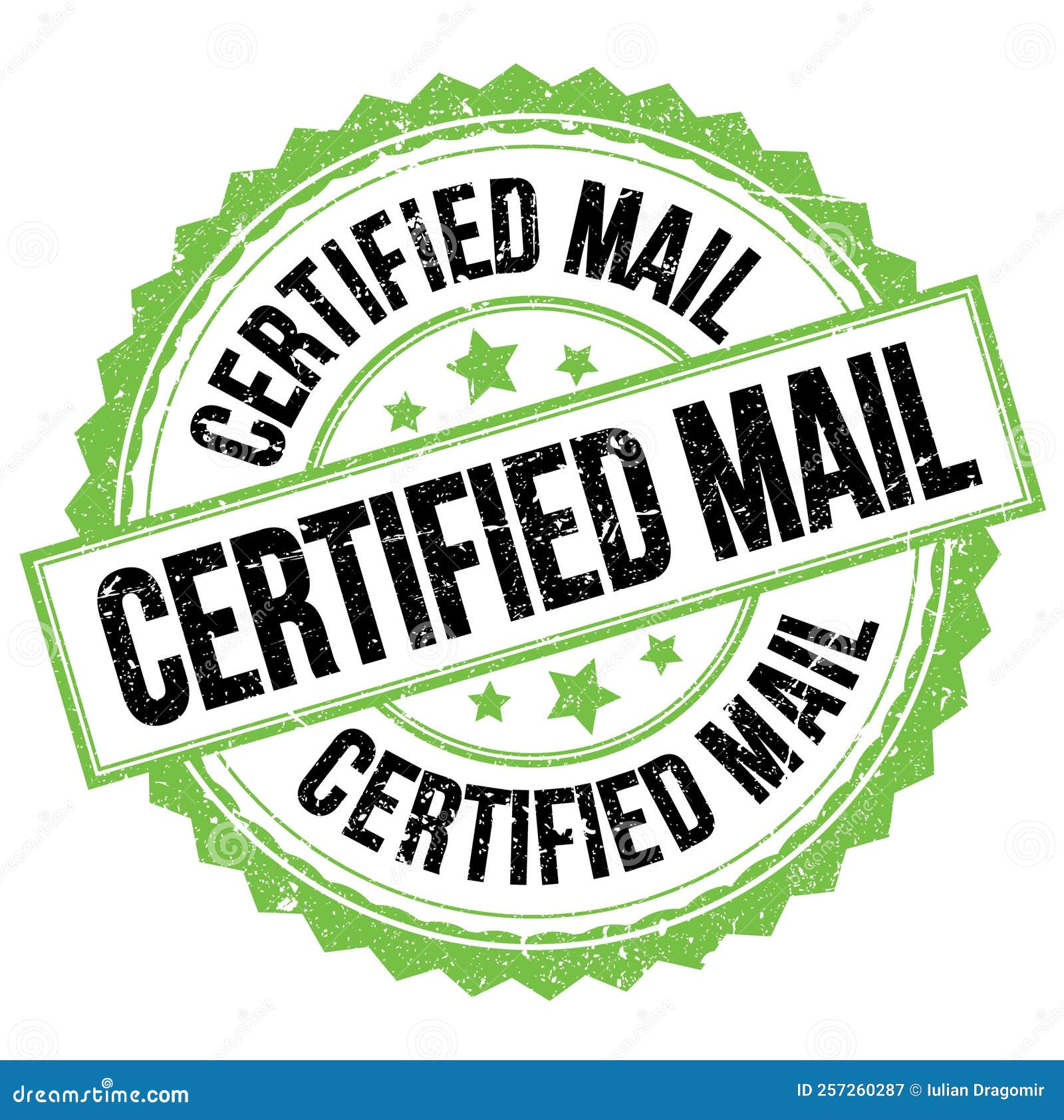 CERTIFIED MAIL Text on Green-black Round Stamp Sign Stock Illustration ...