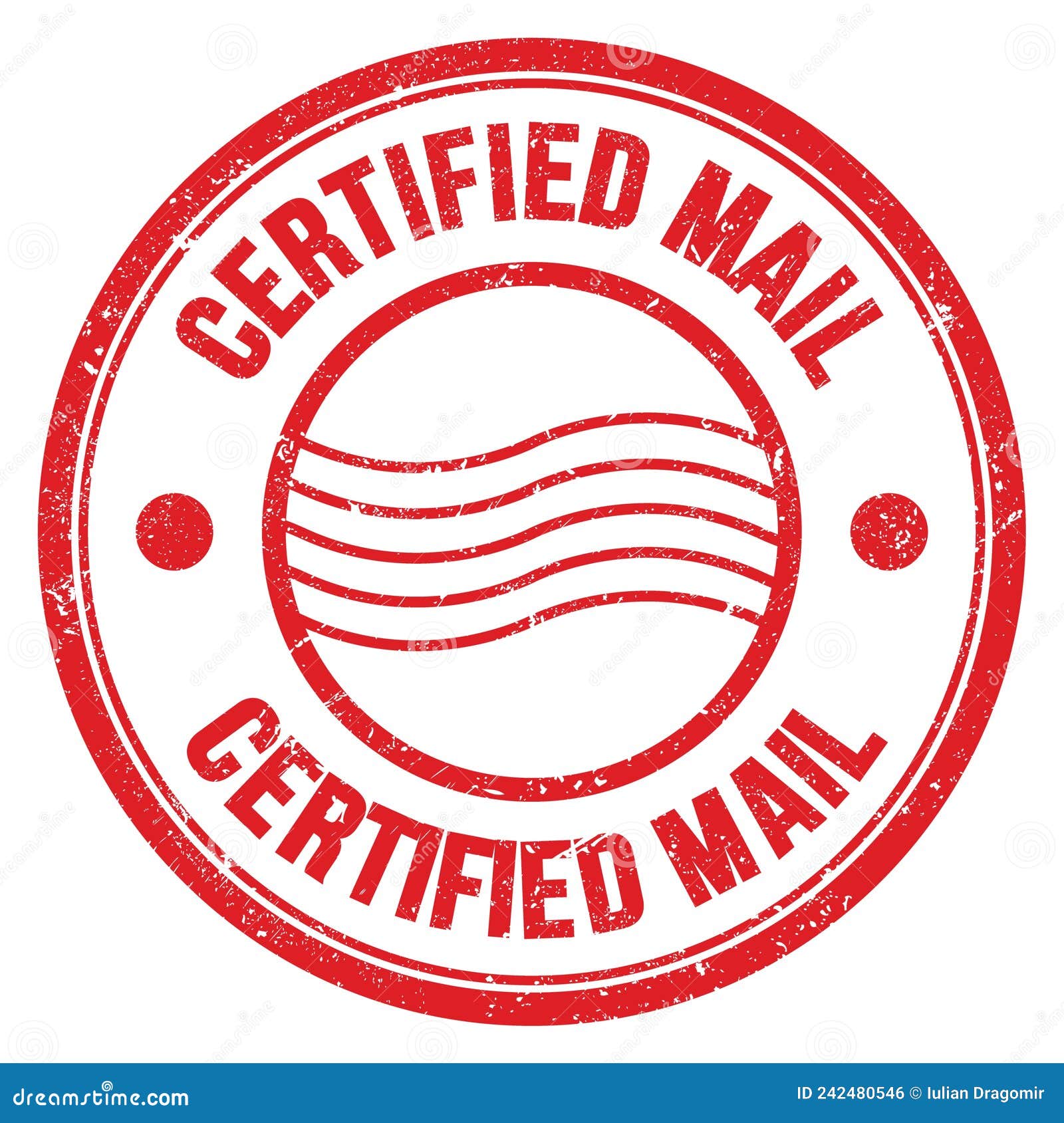 CERTIFIED MAIL Text Written on Red Round Postal Stamp Sign Stock ...