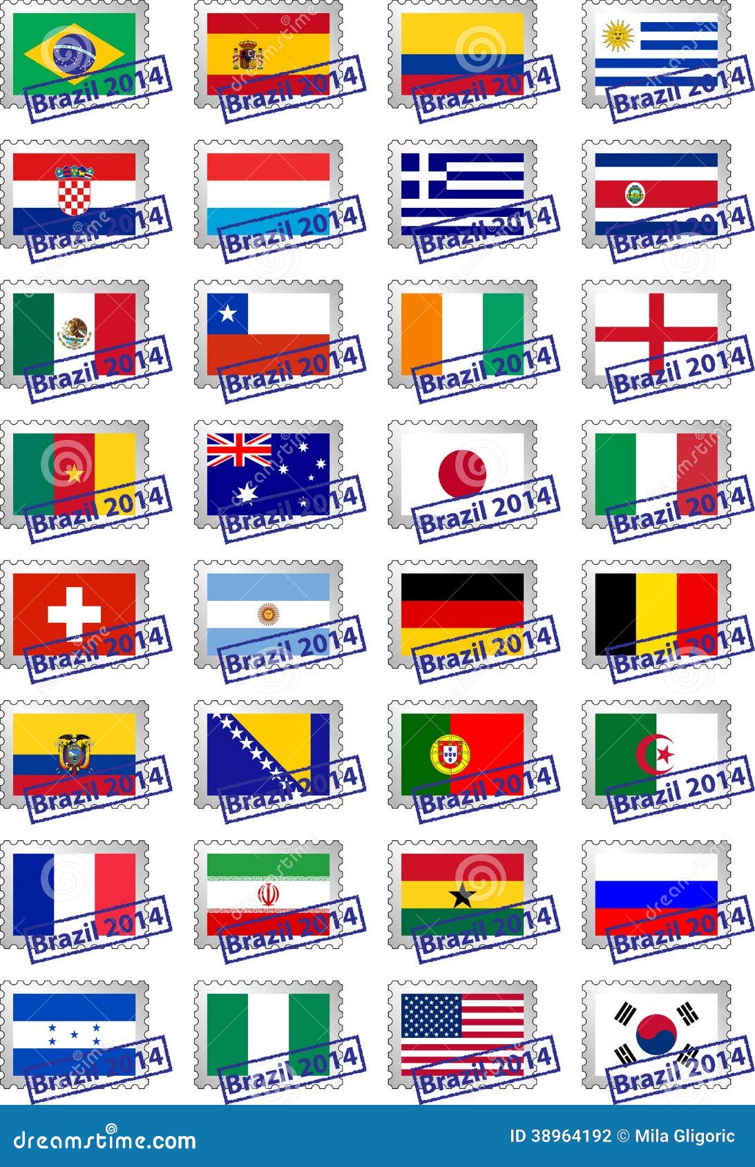 Certified Postage Stamps with Flags Stock Vector - Illustration of ...