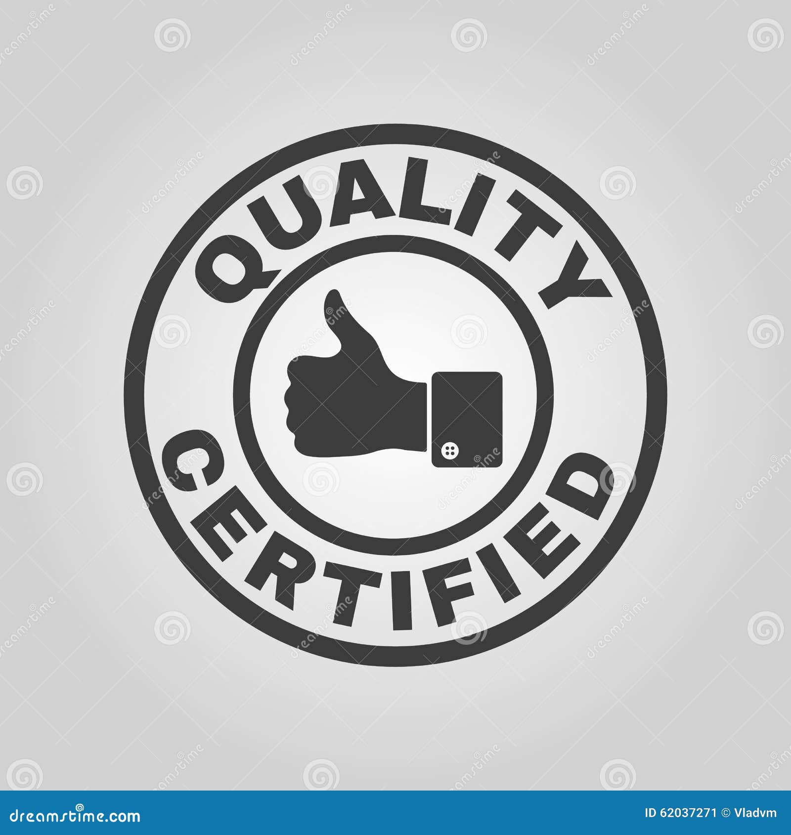 The Certified Quality and Thumbs Up Icon. Approval, Approbation ...