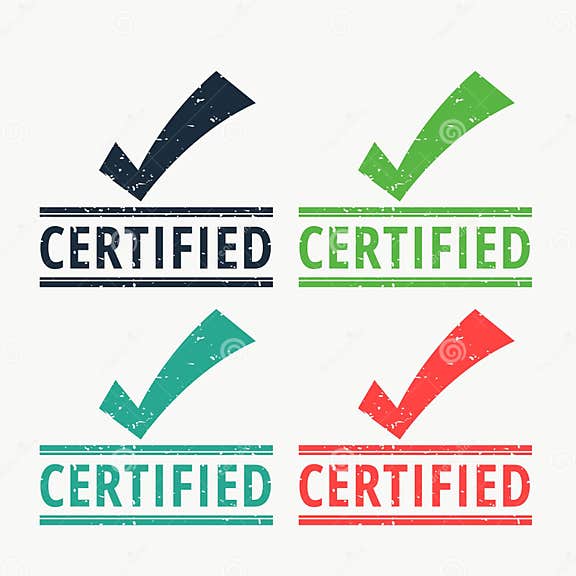 Certified Rubber Stamp with Check Mark Stock Vector - Illustration of ...