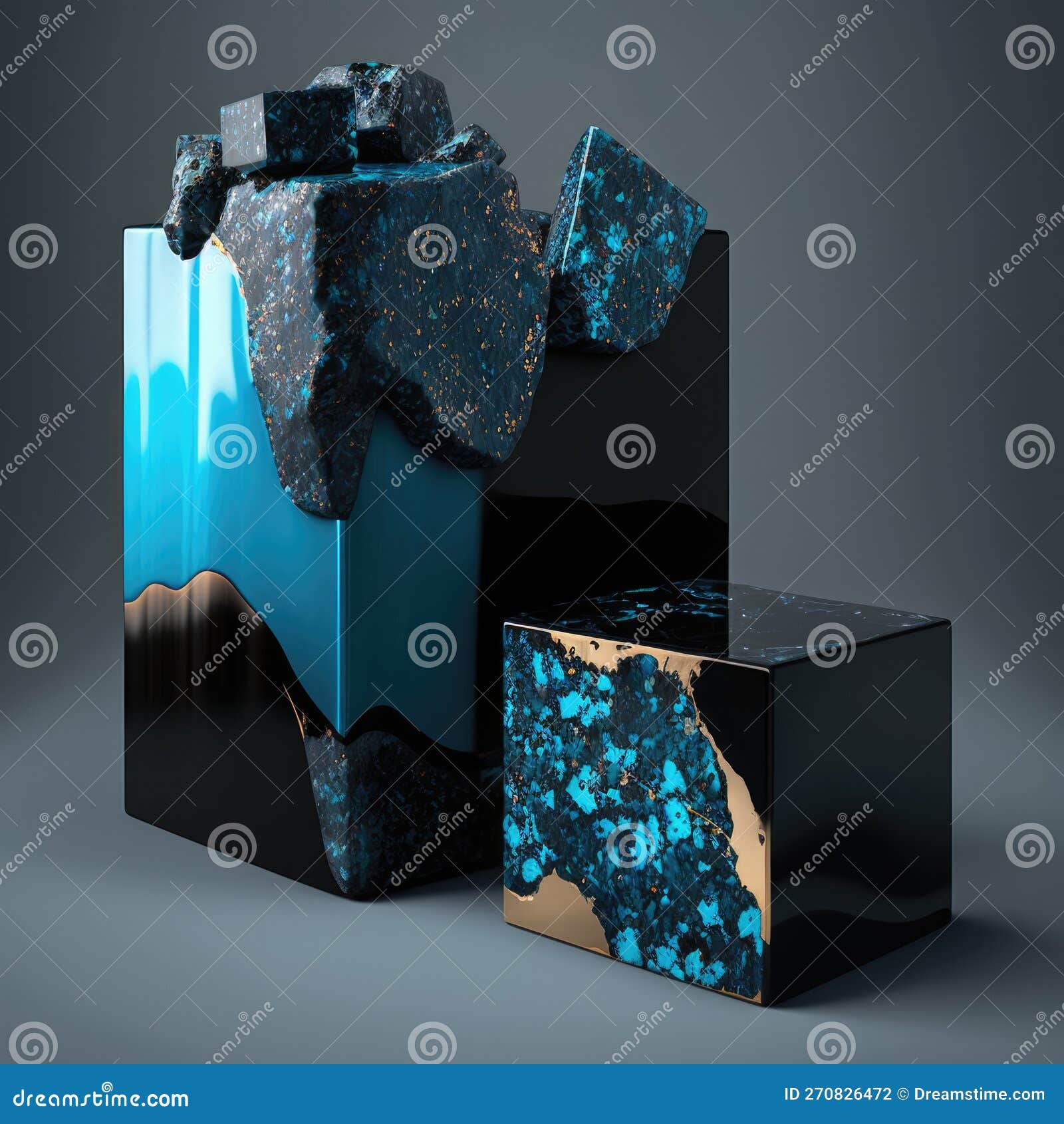 Cerulean Night and Obsidian Blocks Podium, Empty Showcase for Packaging ...