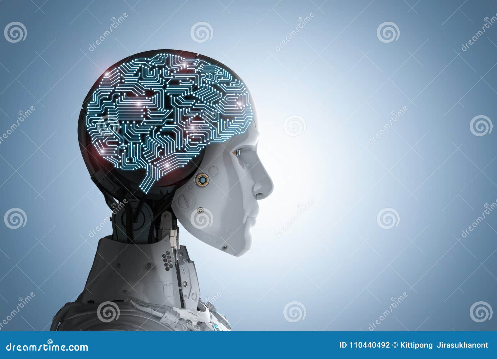 Cerveau du robot AI illustration stock. Illustration du cyborg - 110440492