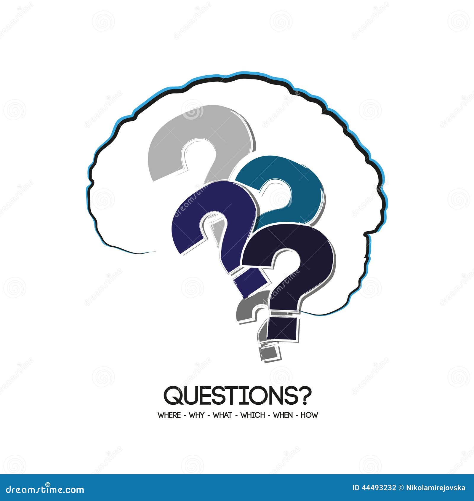 Cervello E Punti Interrogativi - Domande Illustrazione Vettoriale ...