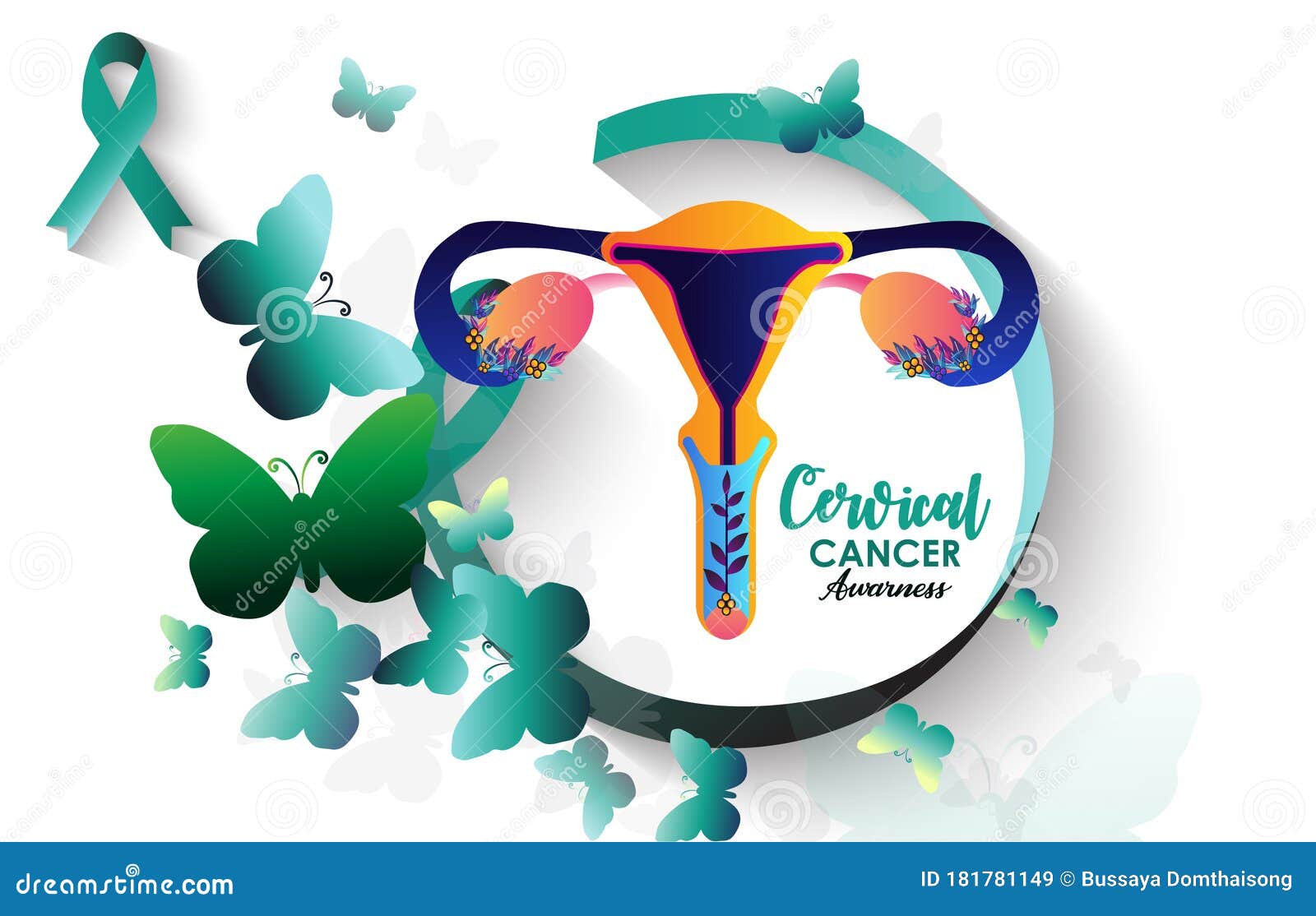 Green Butterfly For Support Cervical Cancer Awareness Day Cartoon ...
