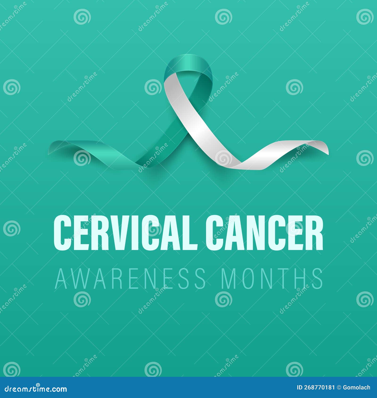 Cervical Cancer Banner Card Placard With Vector 3d Realistic Teal And