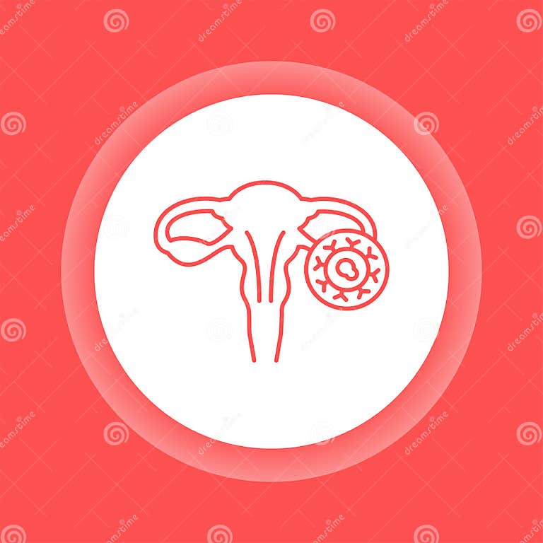 Cervical Cancer Color Button Icon Malignant Neoplasm Stock Vector