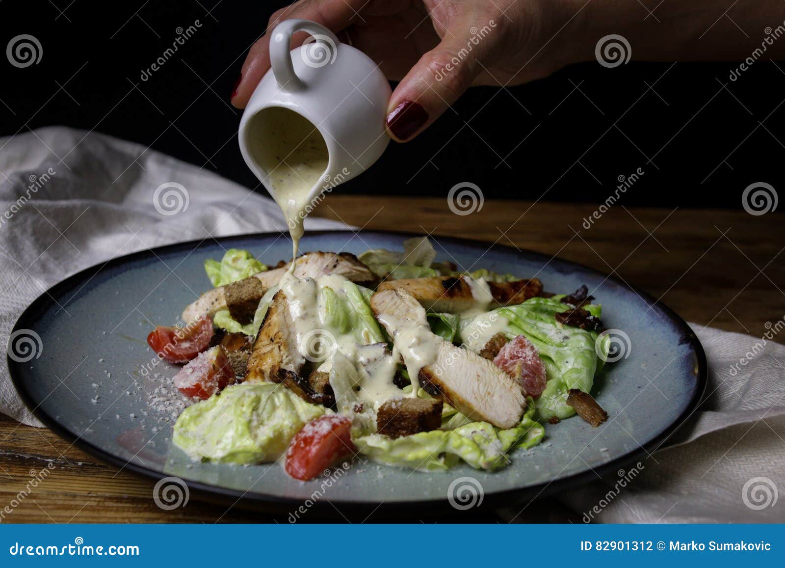 Cesar salad stock photo. Image of vegetable, crouton - 82901312