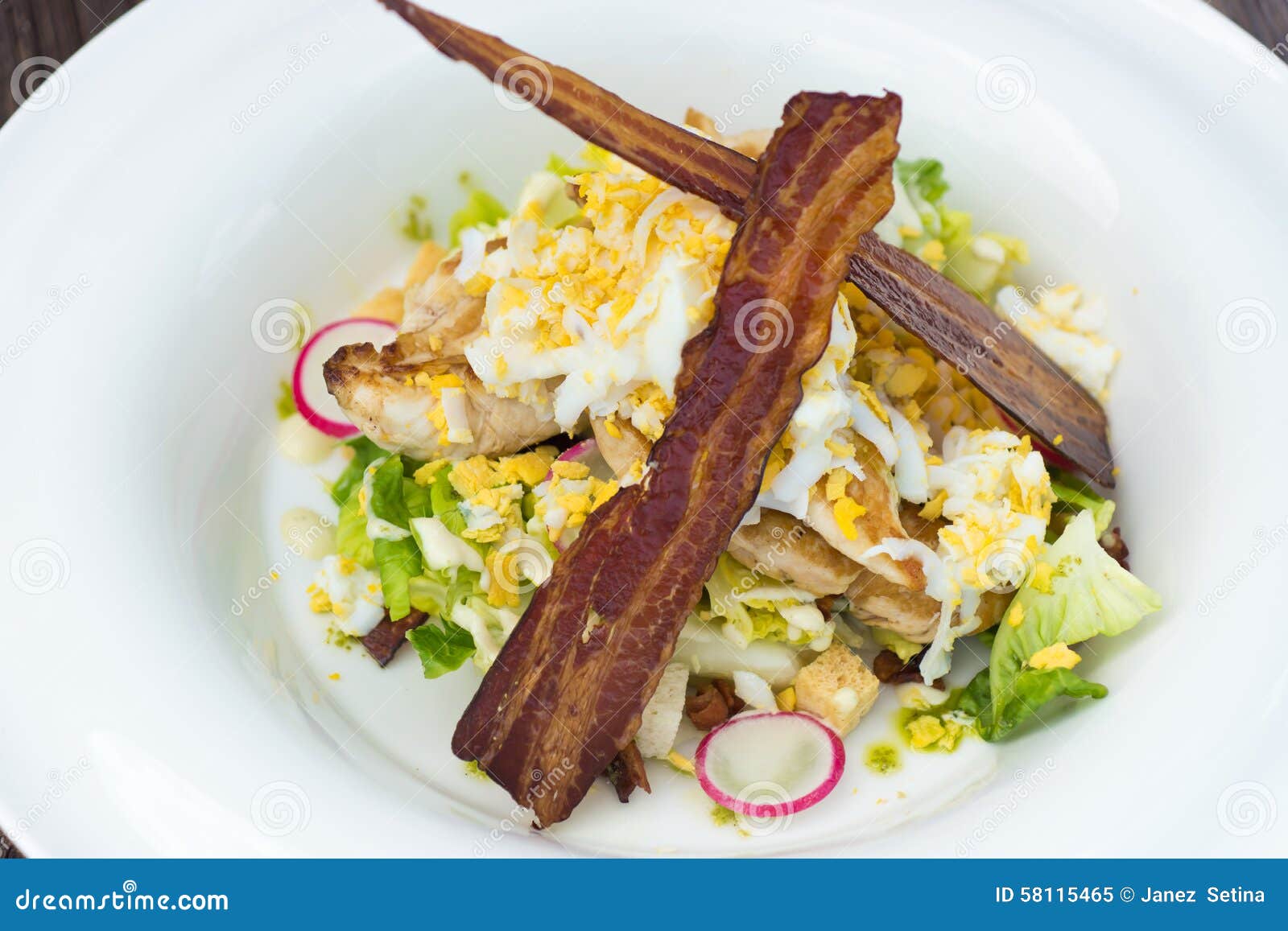 Cesar Salad stock image. Image of diet, green, meat, white - 58115465