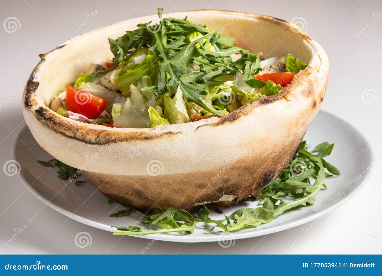 Cesar Salad Served within Bread Stock Image - Image of fork, organic ...