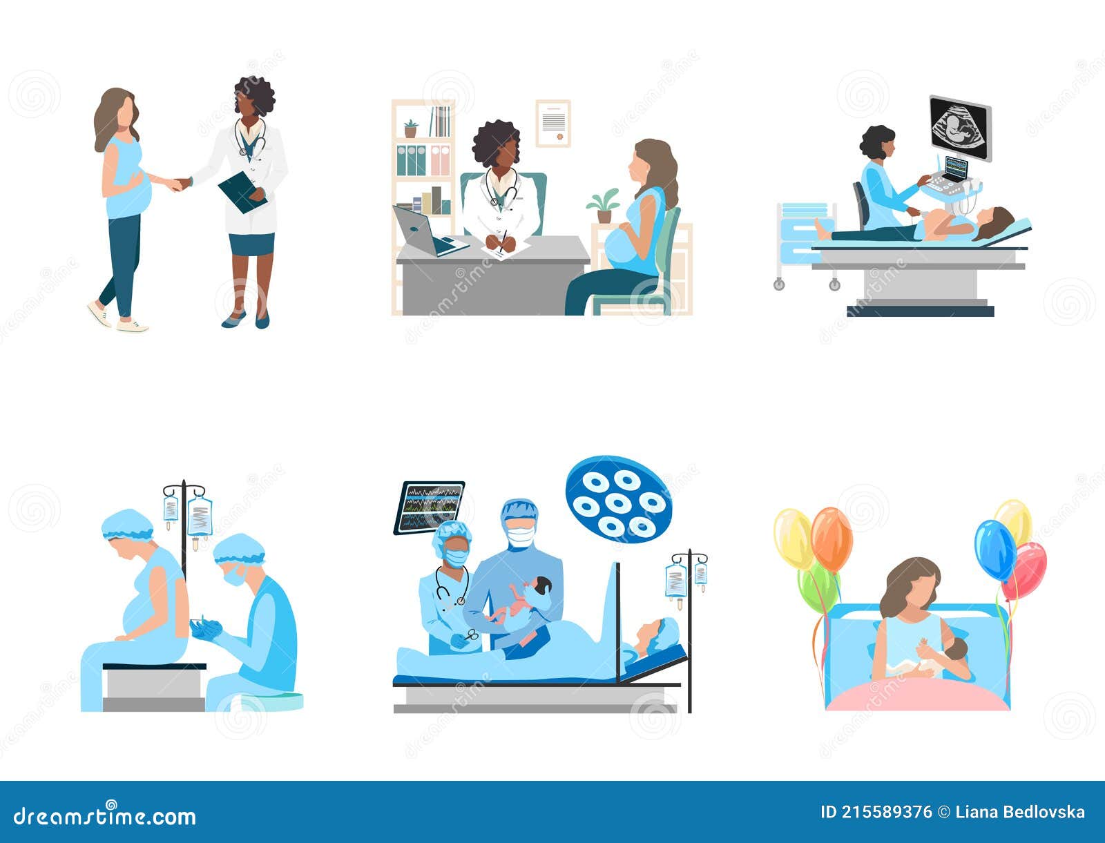 Obstetrics and Gynecology Vector Set Stock Vector - Illustration of ...