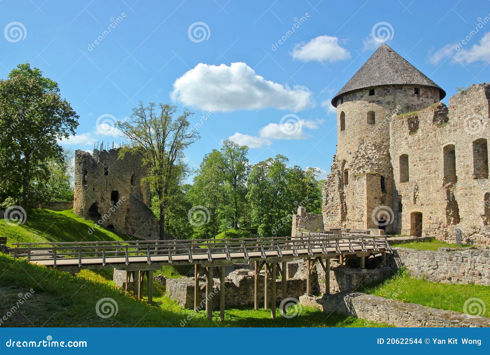 Cesis castle stock photo. Image of cloud, city, green - 20622544