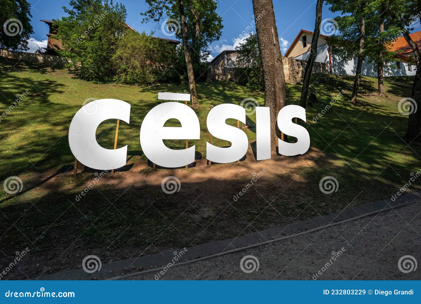 Cesis City Sign - Cesis, Latvia Editorial Stock Image - Image of park ...