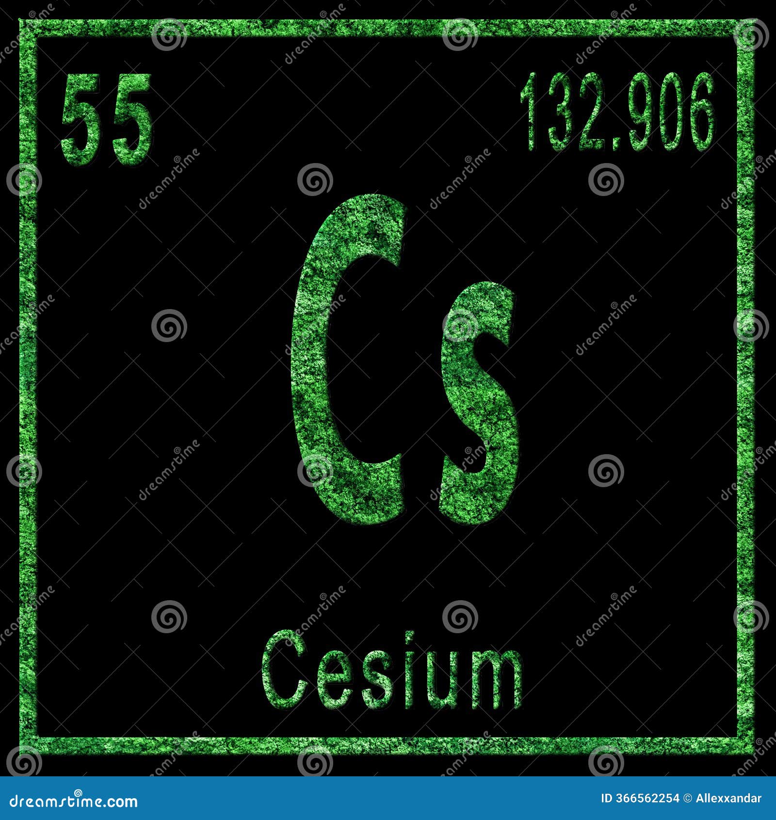 Cesium As Element 55 Of The Periodic Table 3D Illustration On Green ...