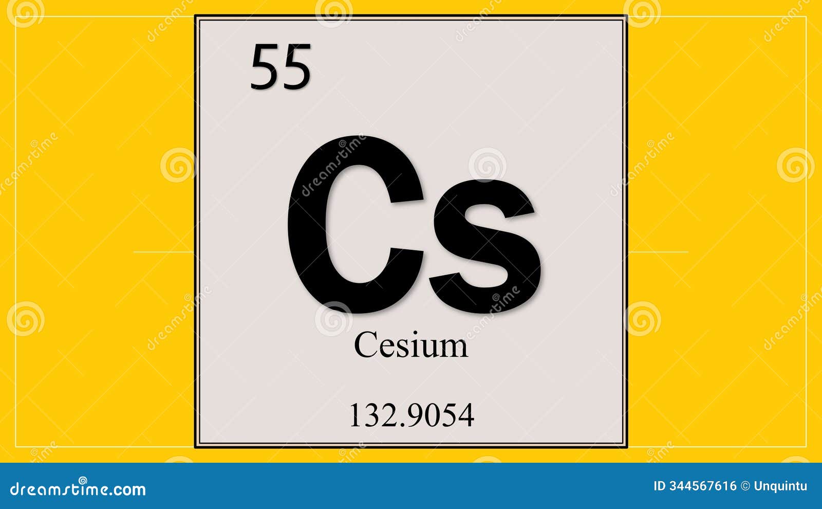 Cesium Chemical Element Symbol on Yellow Abstract Background Stock ...
