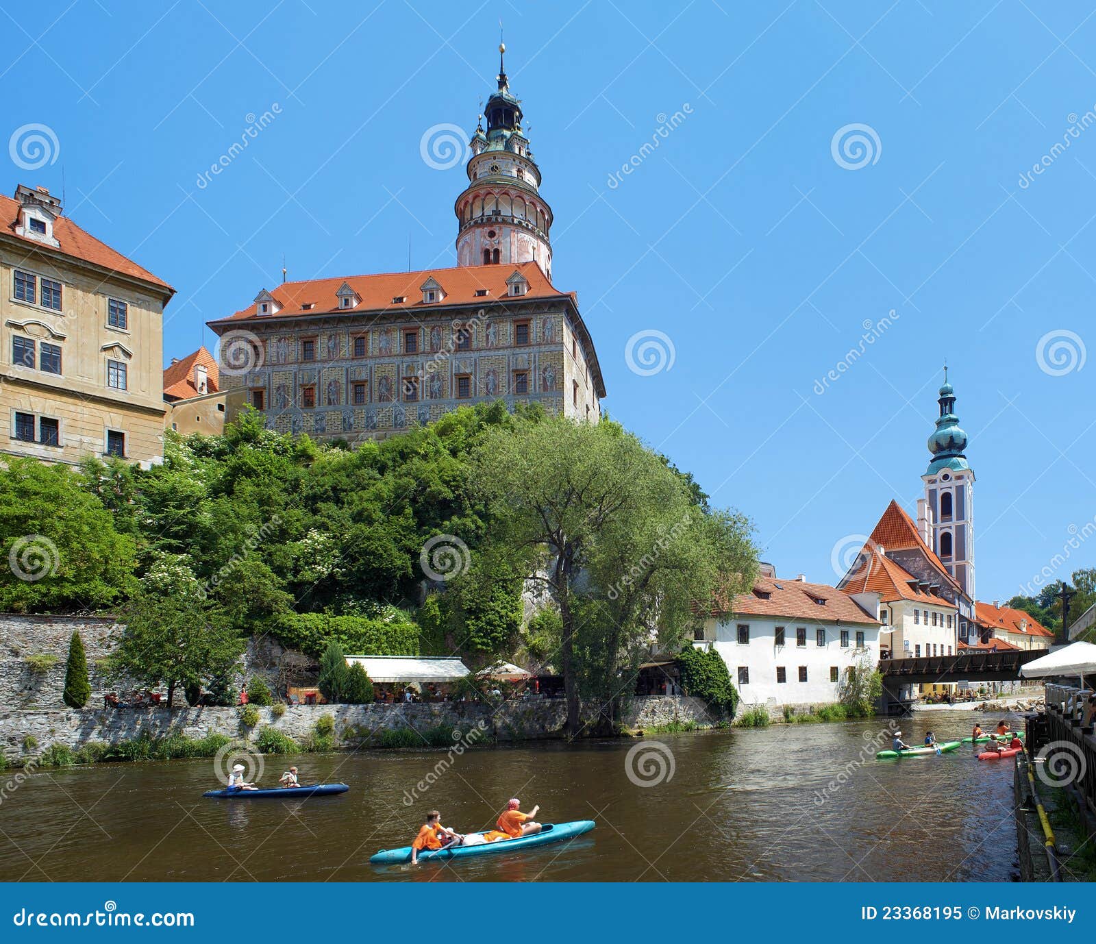 Cesky Krumlov Castle and Rafting on Vltava River Editorial Image ...