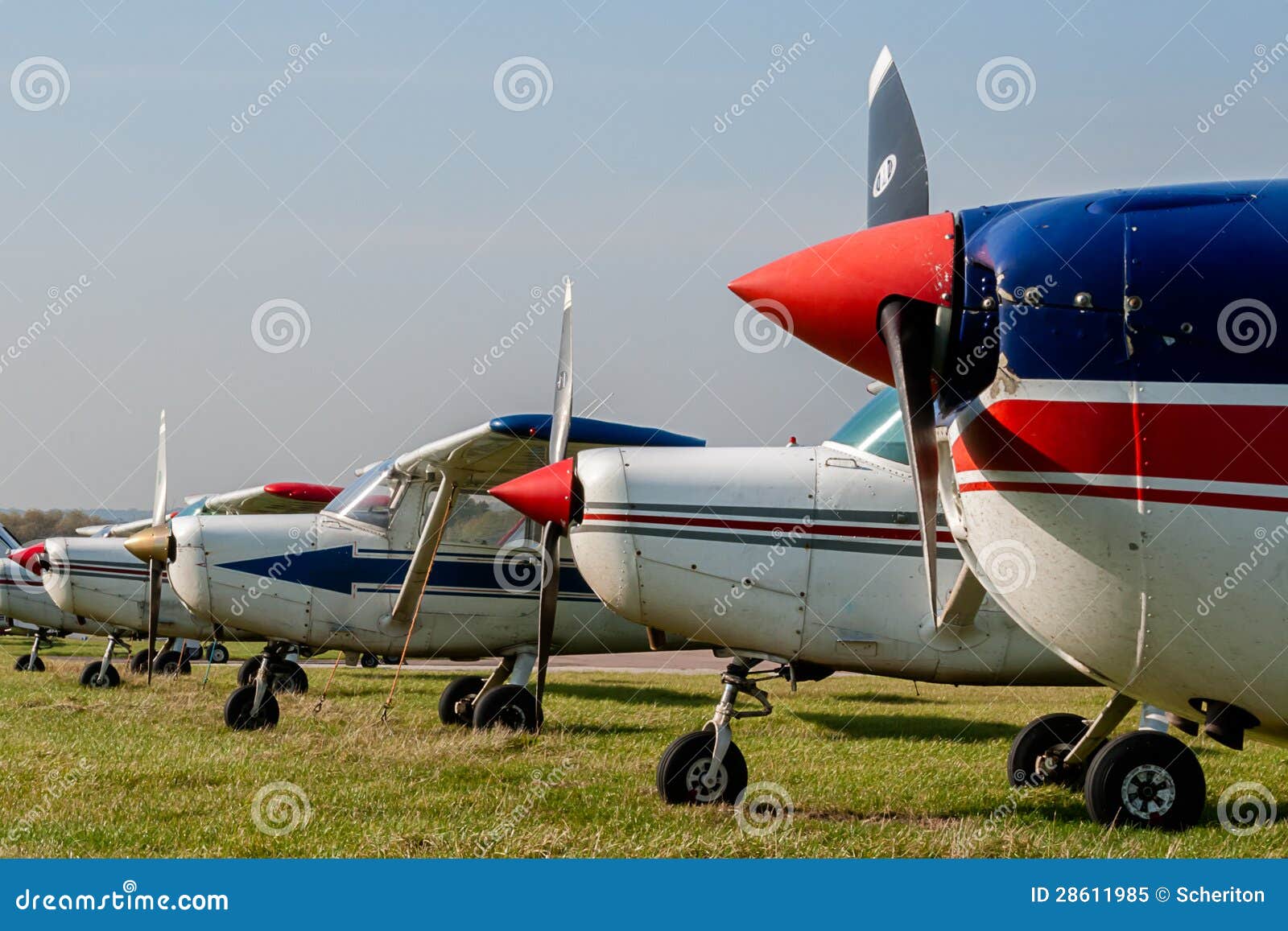 Cessna 152s Tied Down and Parked at Private Airfield Stock Image ...