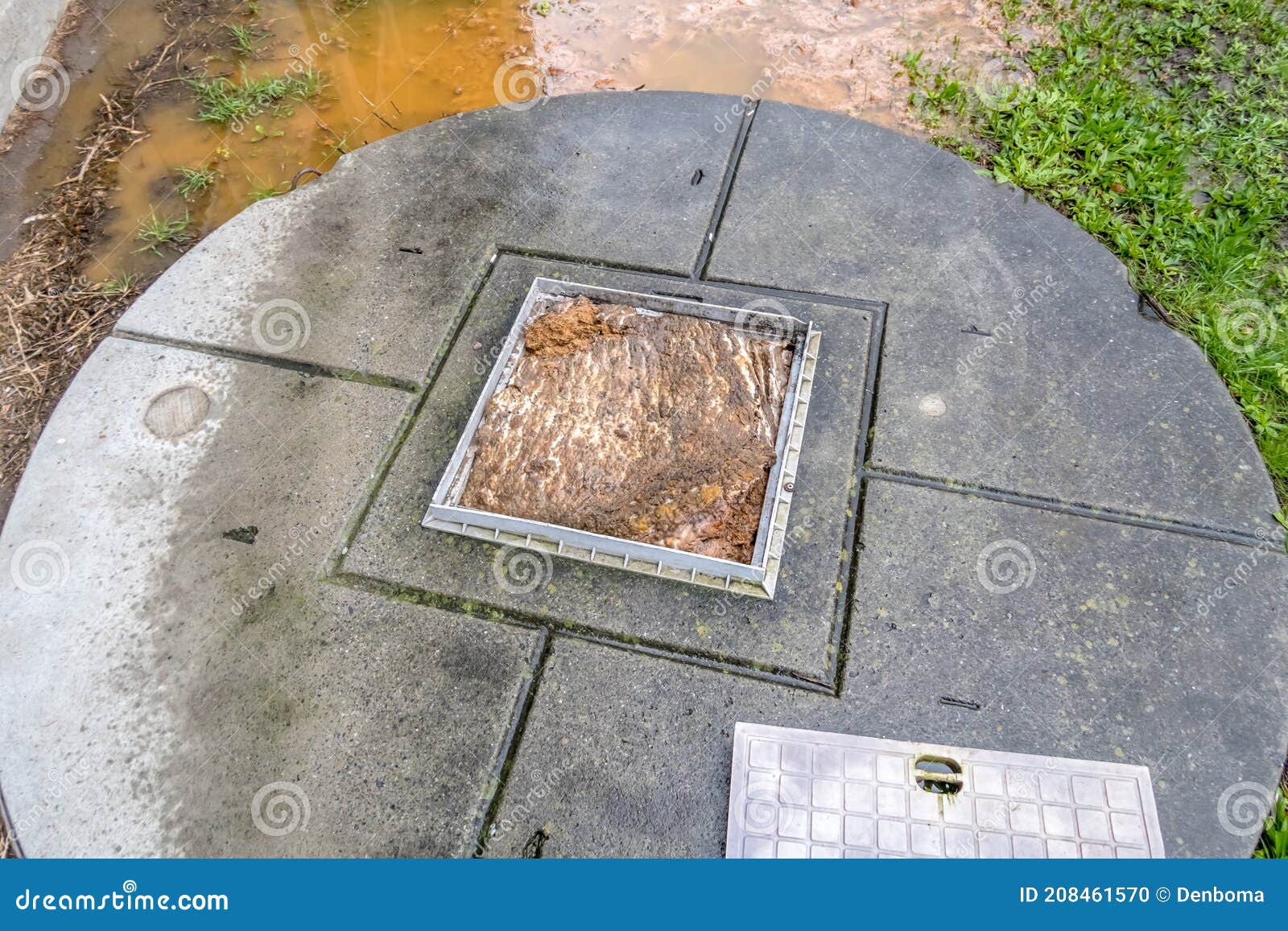 The Cesspool overflows stock photo. Image of hole, pollution - 208461570
