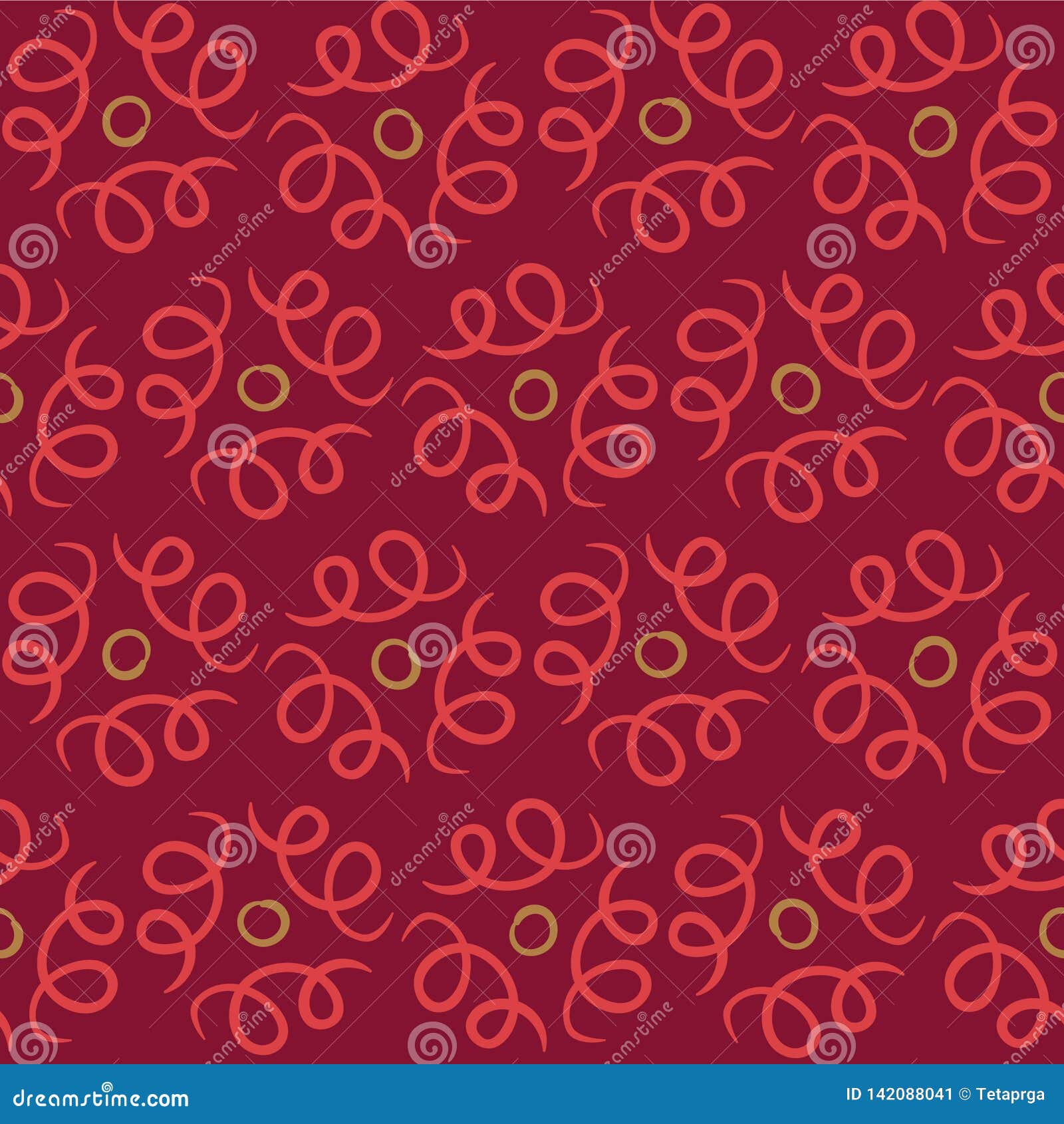 Red Swirly Pattern with Gold Stock Illustration - Illustration of ...