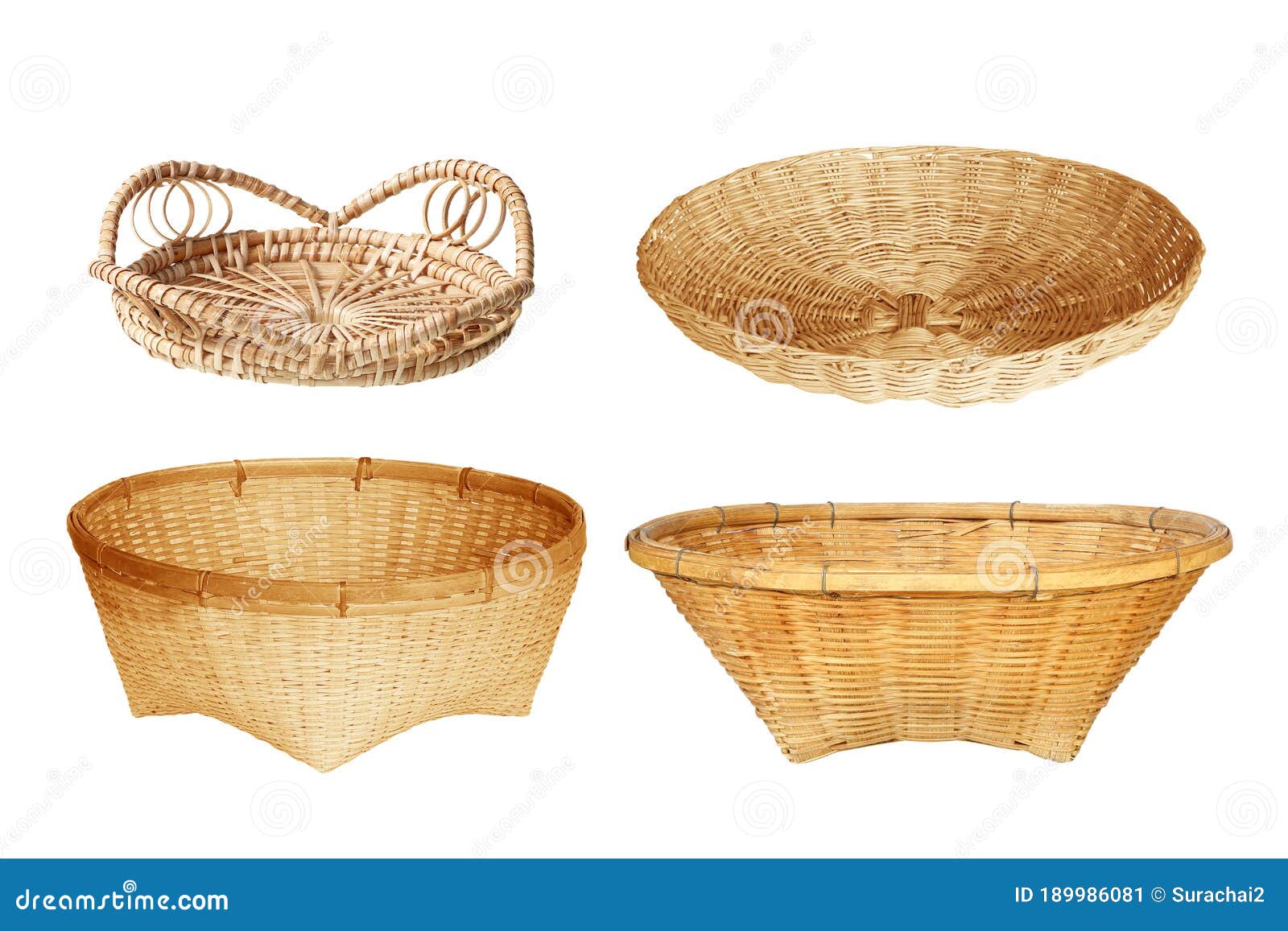 Cestos De Vime E Cesto De Bambu Em Branco Imagem de Stock - Imagem de ...