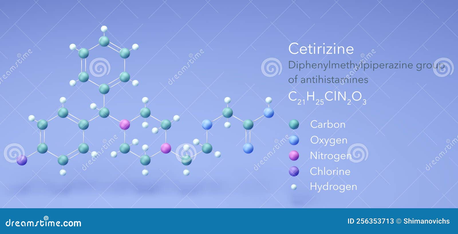 Cetirizine, Molecular Structures, Antihistamine, Ball and Stick 3d ...