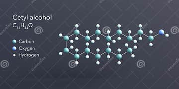 Cetyl Alcohol Molecule 3d Rendering, Flat Molecular Structure with ...