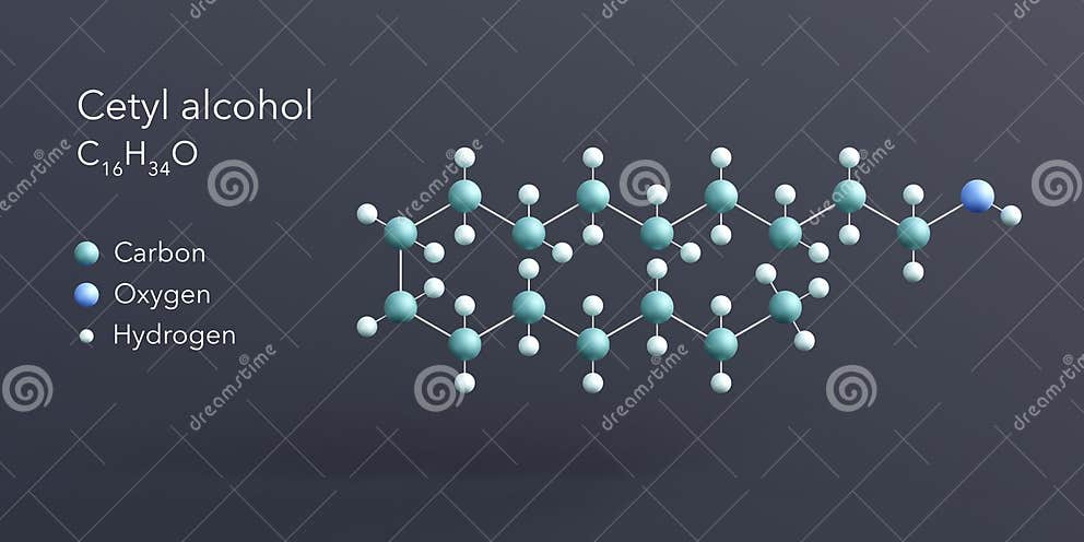 Cetyl Alcohol Molecule 3d Rendering, Flat Molecular Structure with ...