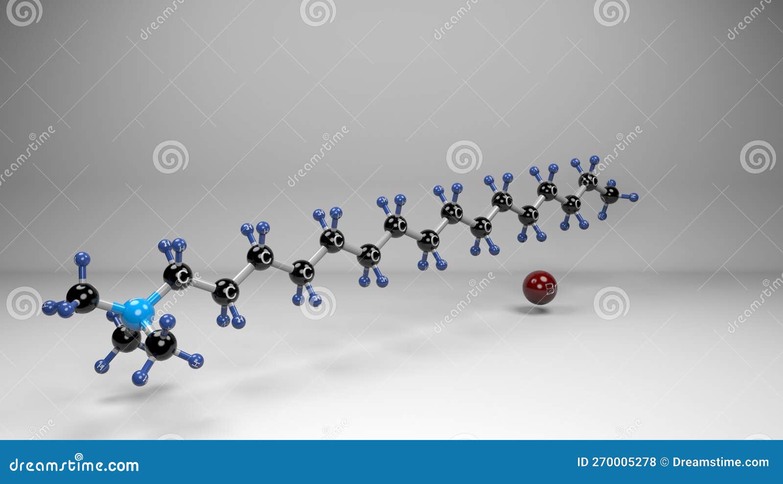 Cetyltrimethylammonium Bromide 3D Render Molecule. Stock Illustration ...