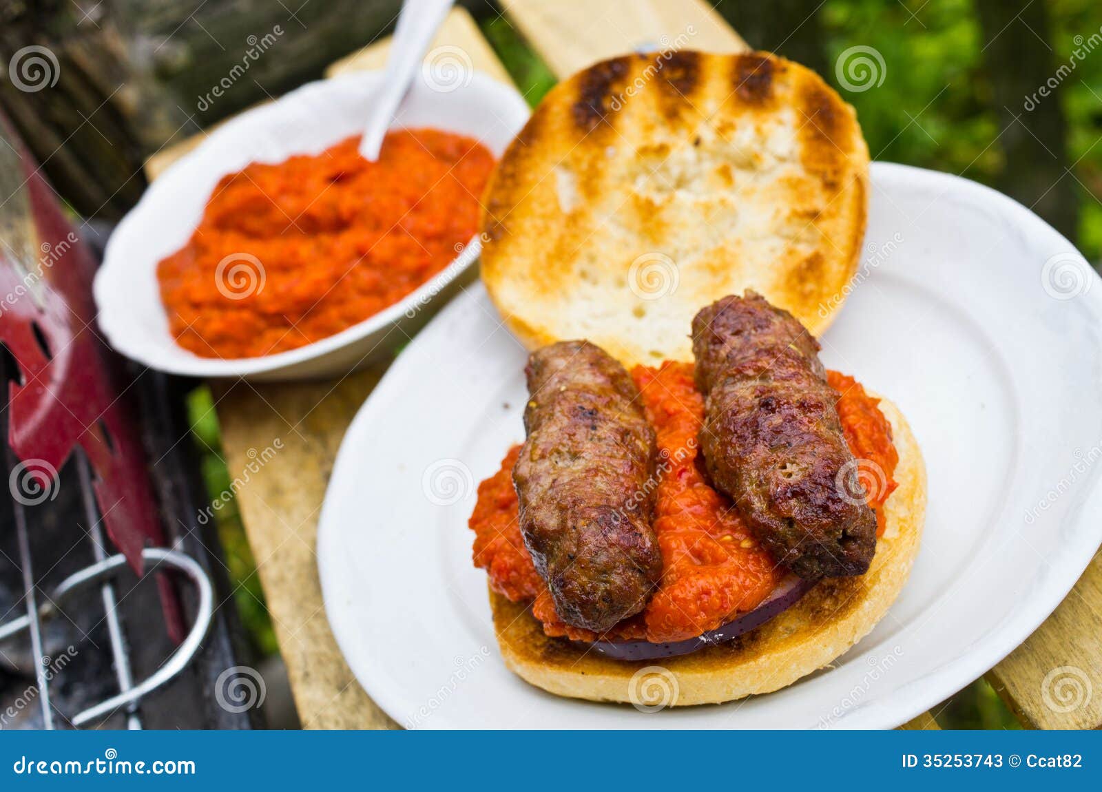 Cevapcici with Ajvar in the Grilled Roll Stock Image - Image of fast ...