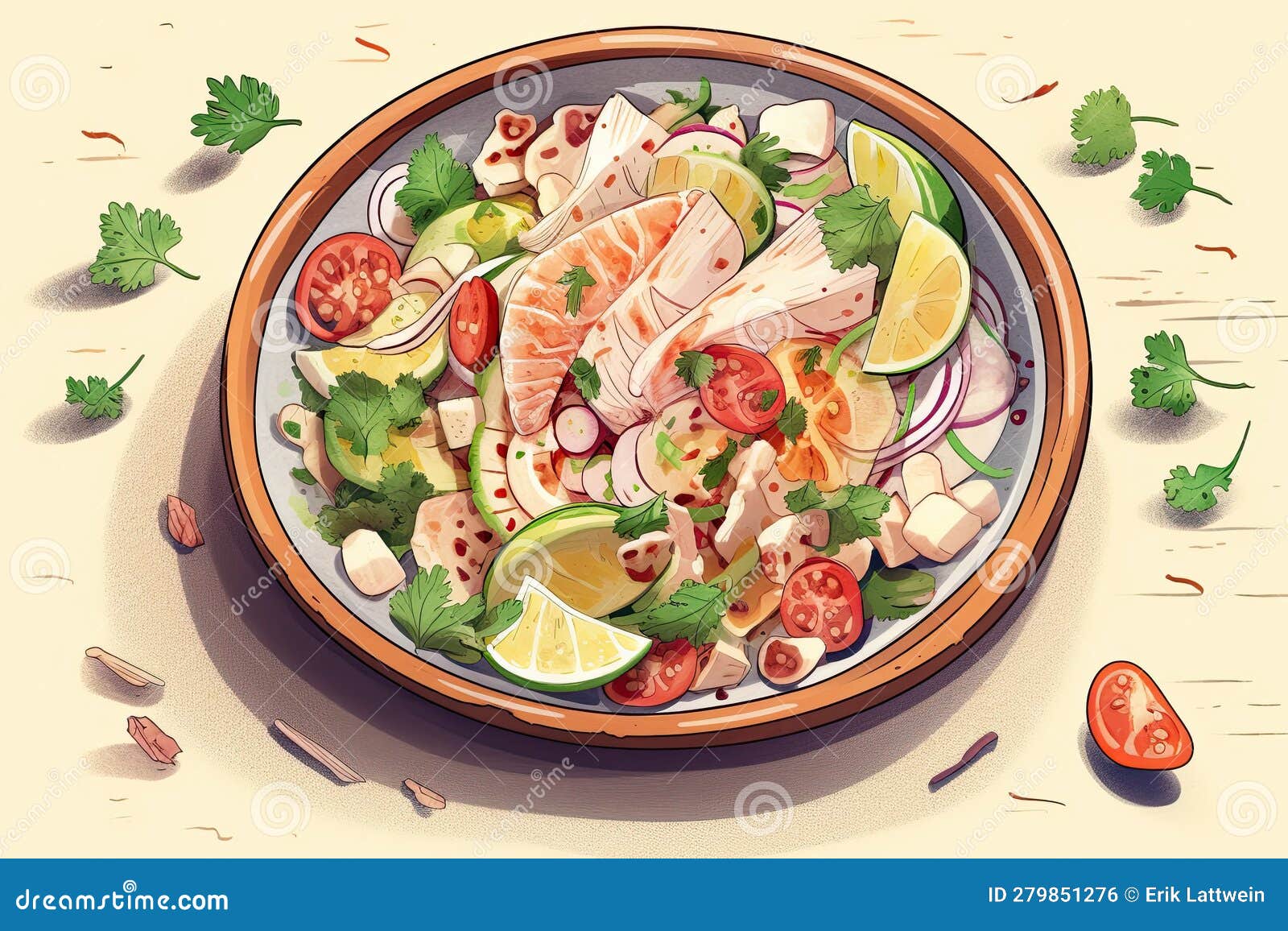 Ceviche from Peru Illustration - Made with Generative AI Tools Stock ...