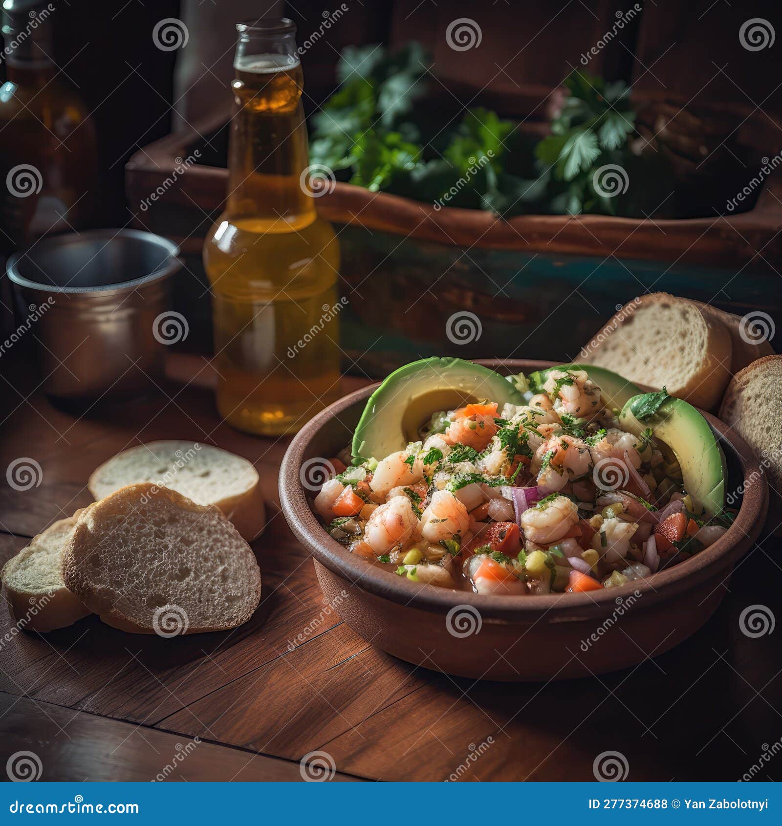 Ceviche on Stone in Rustic Pub. Generative AI Stock Illustration ...