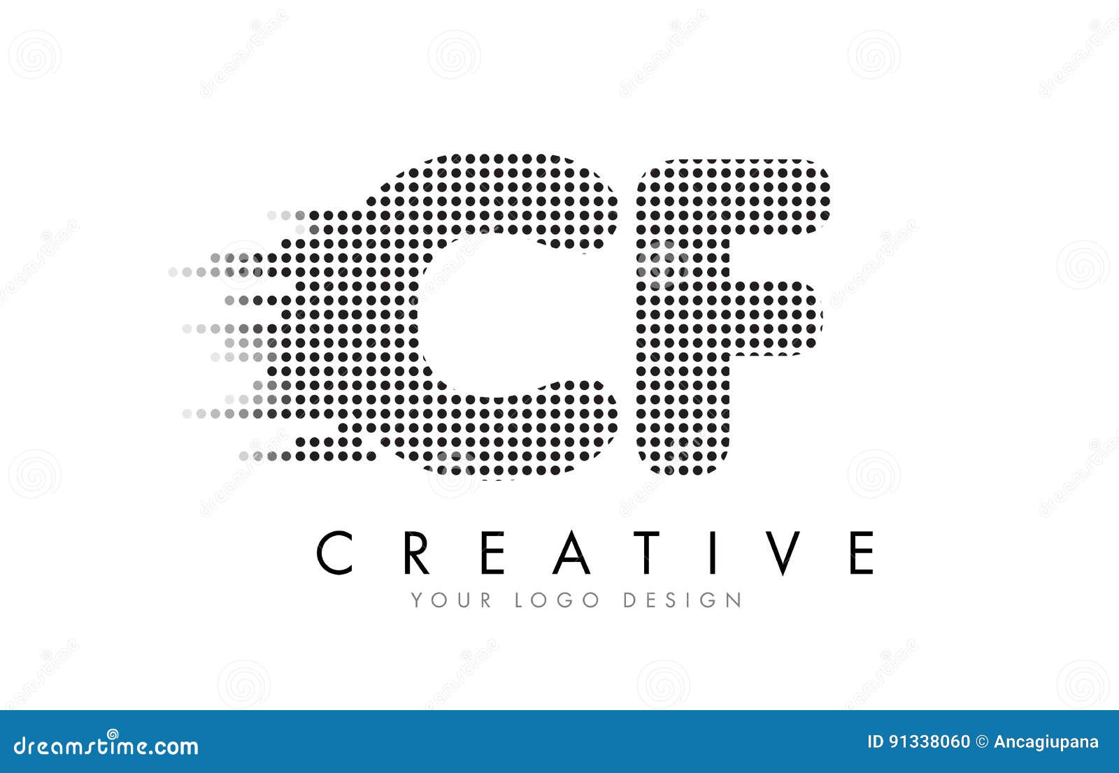 CF C F Letter Logo with Black Dots and Trails. Stock Vector ...