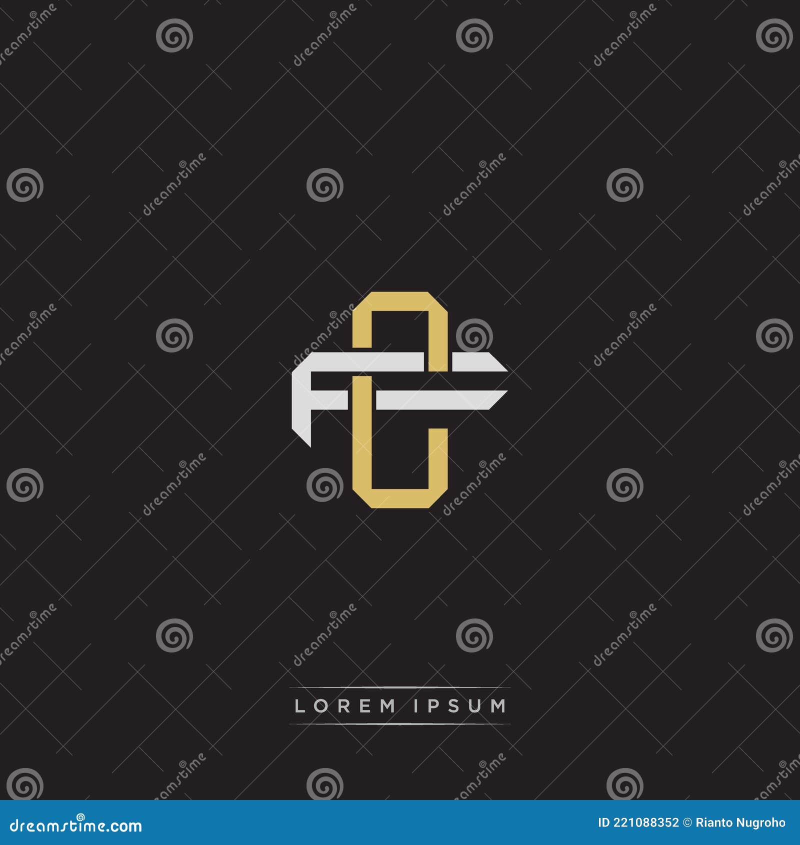 CF Initial Letter Overlapping Interlock Logo Monogram Line Art Style ...