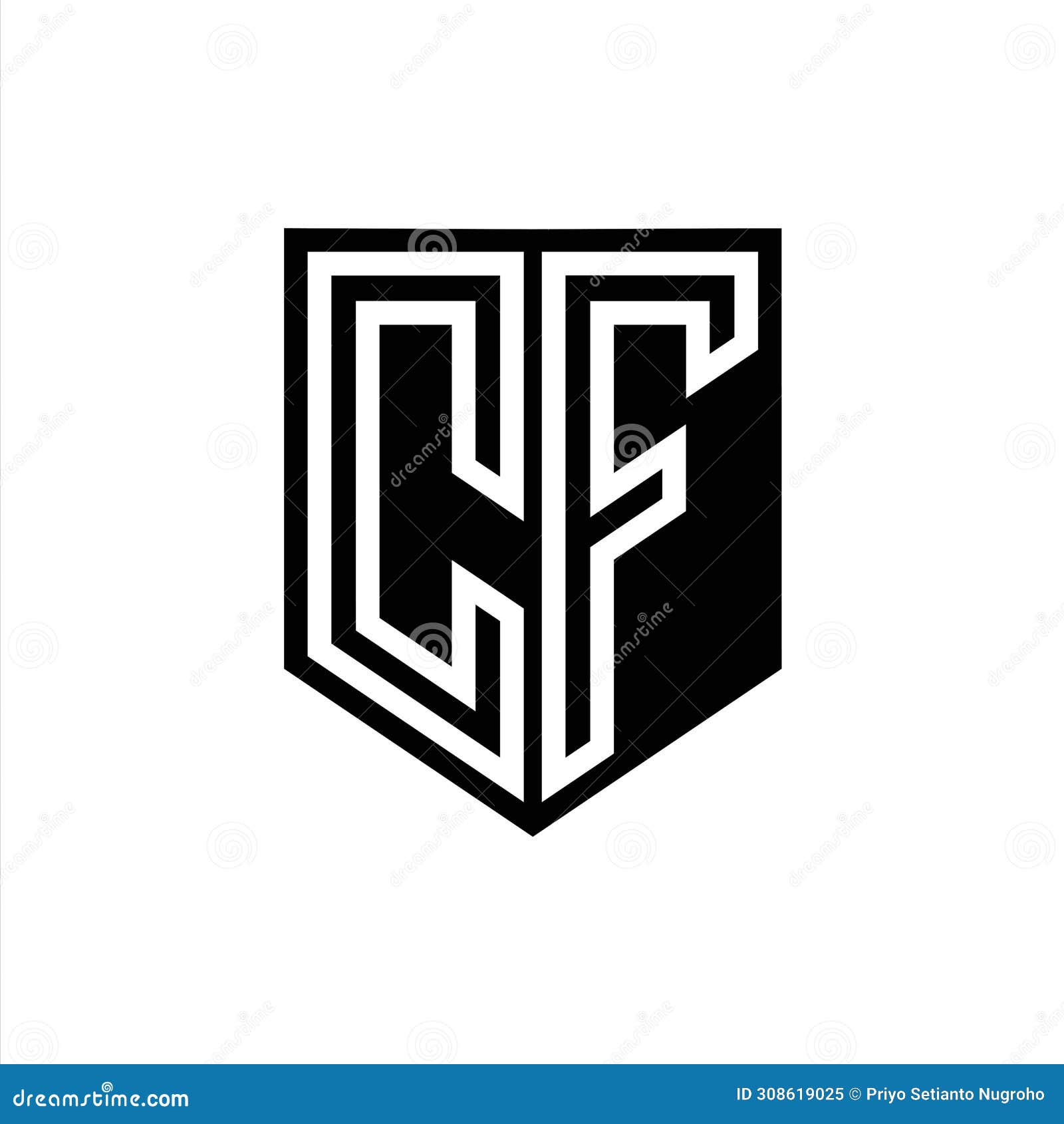 CF Logo Monogram Shield Geometric White Line Inside Black Shield Color ...