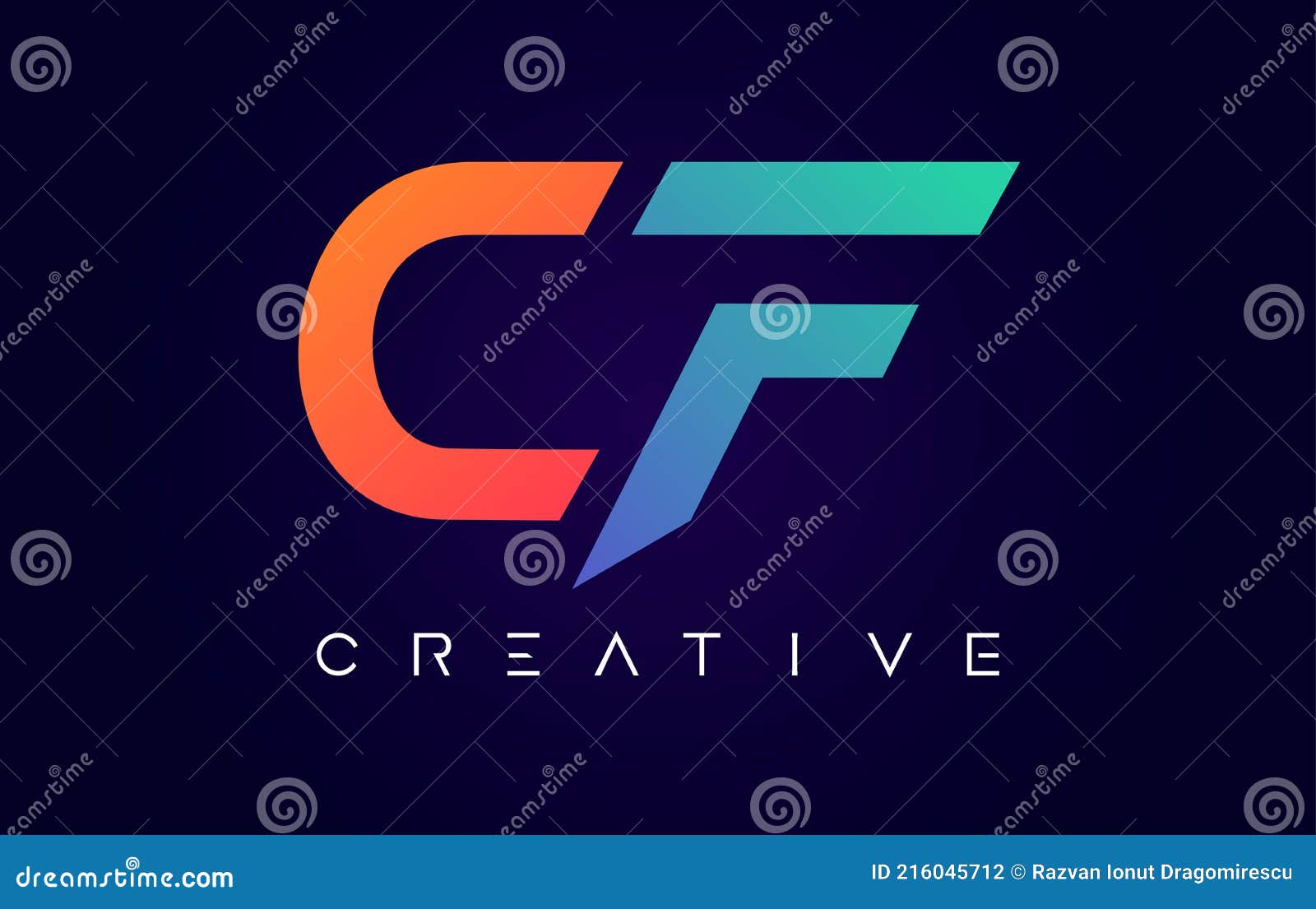 CF Logo Letter Design with Modern Creative Concept and Orange Blue ...