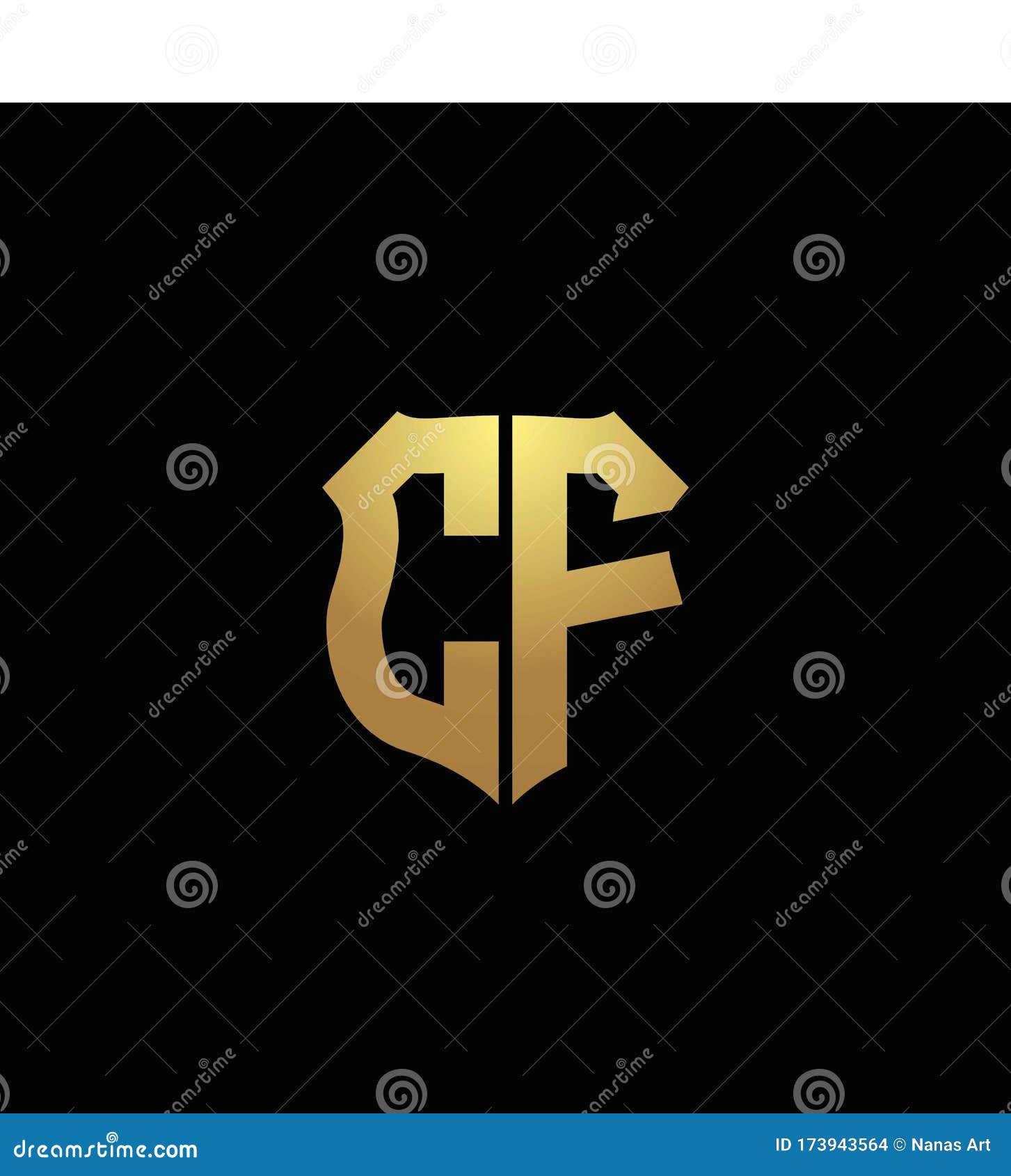CF Logo Monogram with Gold Colors and Shield Shape Design Template ...