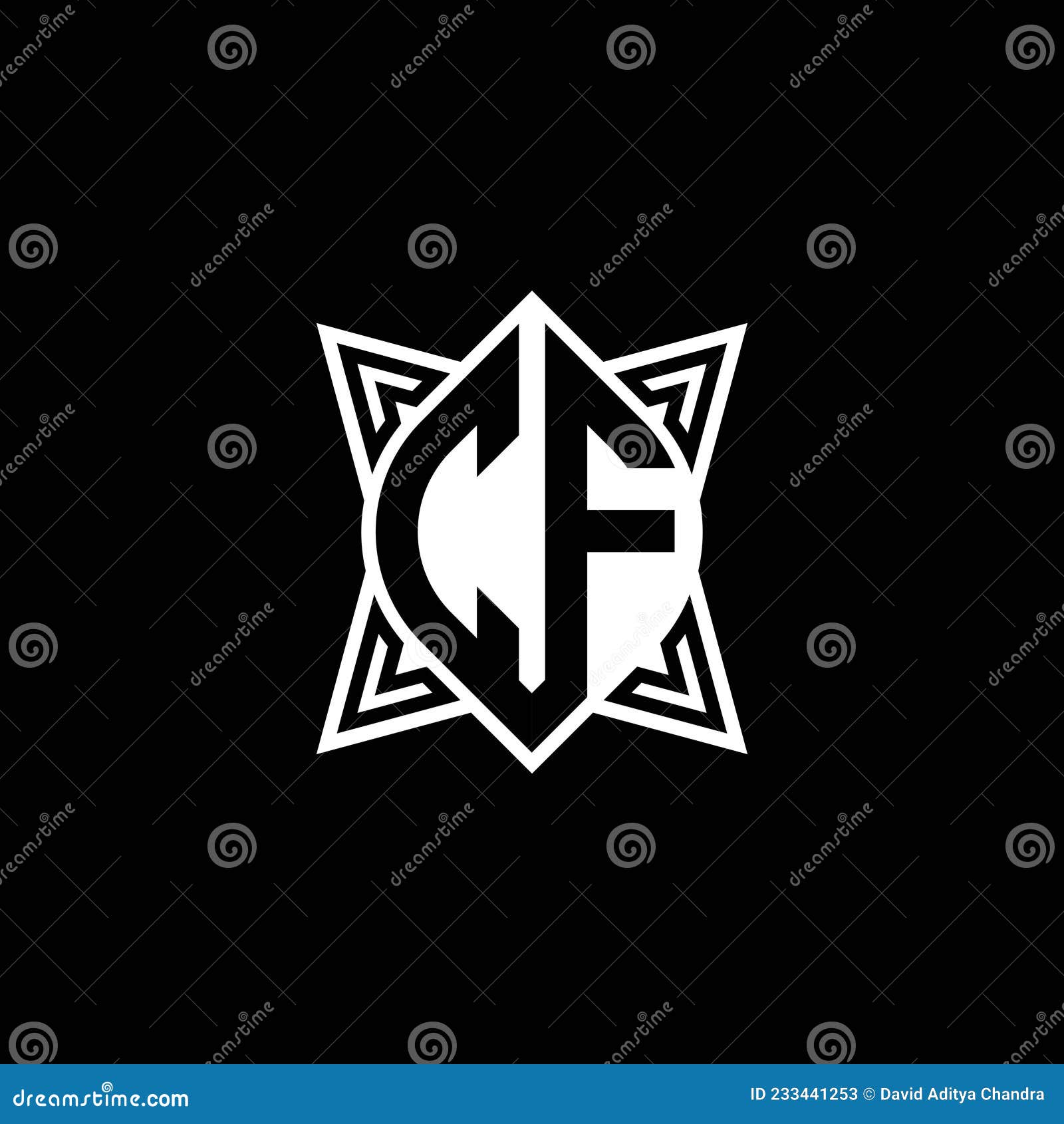 CF Monogram Letter Geometric Star Style Stock Vector - Illustration of ...