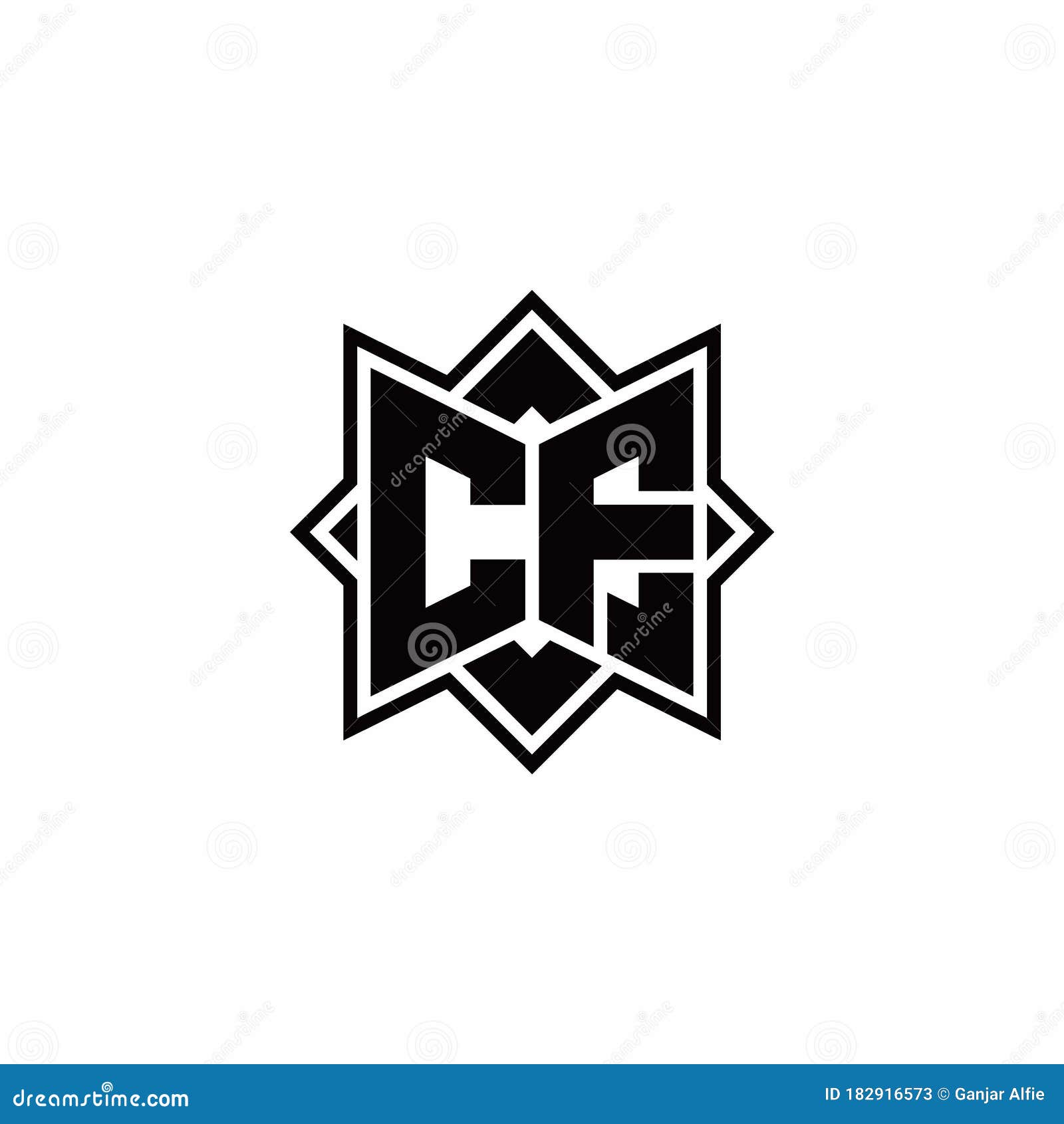 CF Monogram Logo with Square Rotate Style Outline Stock Vector ...