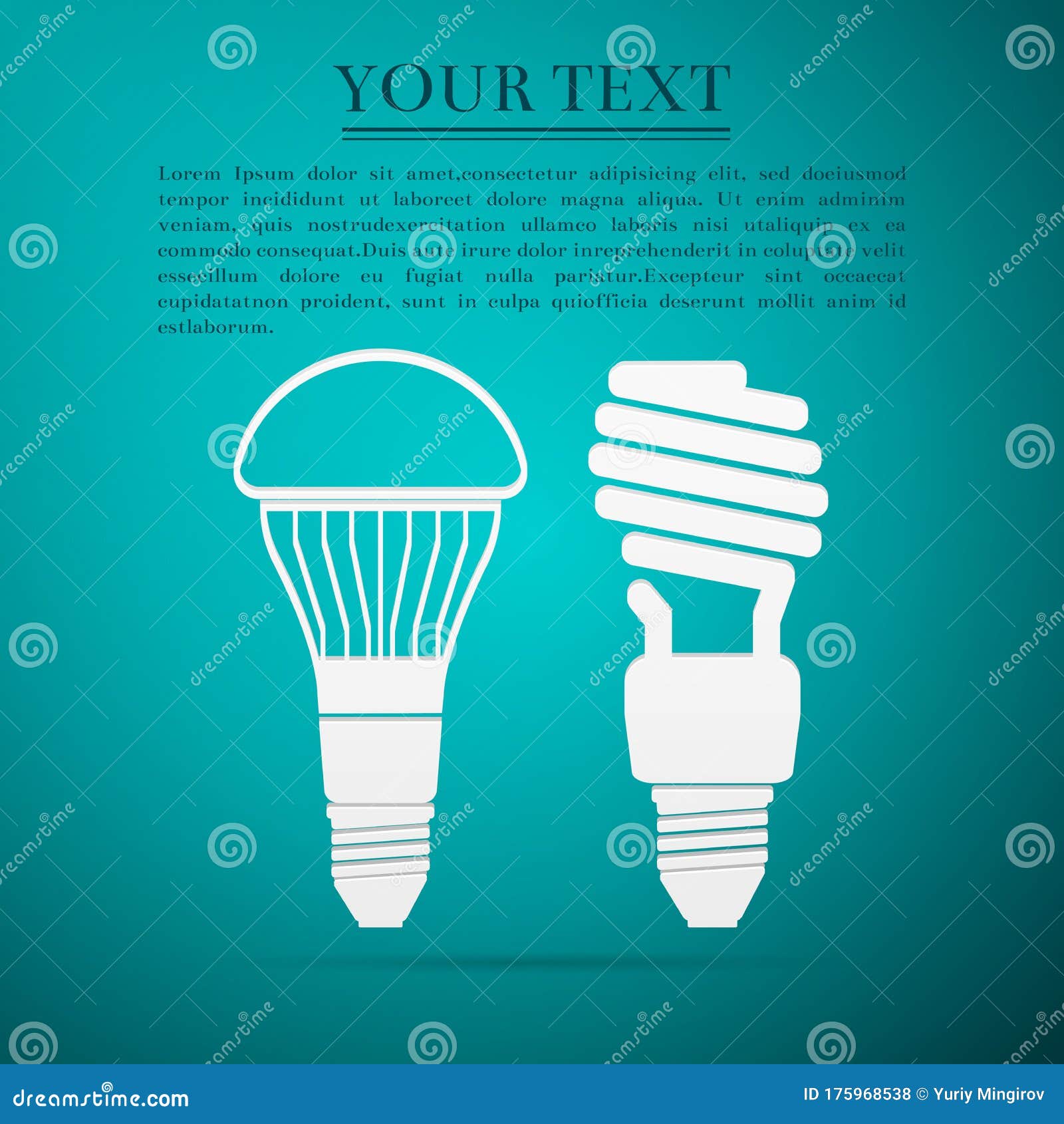 CFL Fluorescent and LED Light Bulbflat Icon on Blue Background Stock ...