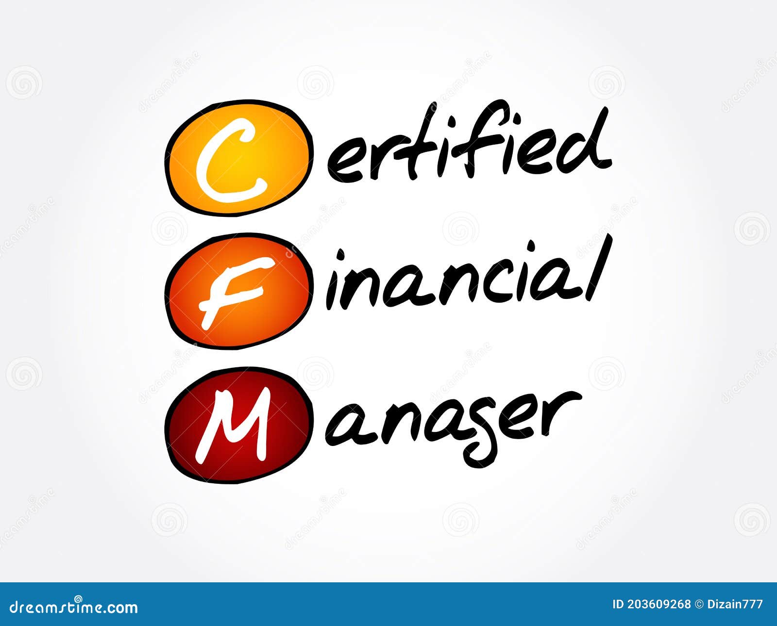 CFM, Certified Financial Manager. Concept With Keywords, Letters And ...