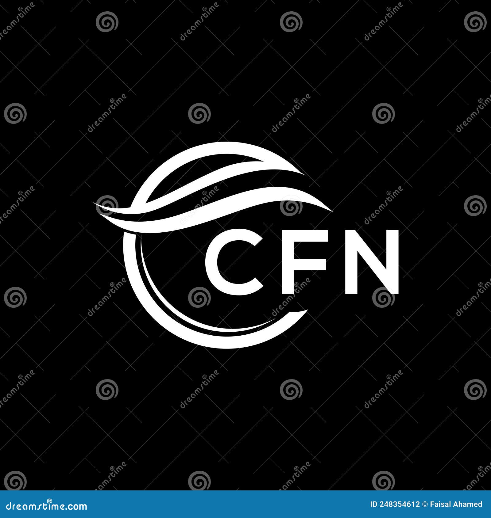 CFN Letter Logo Design on Black Background. CFN Creative Circle Letter ...