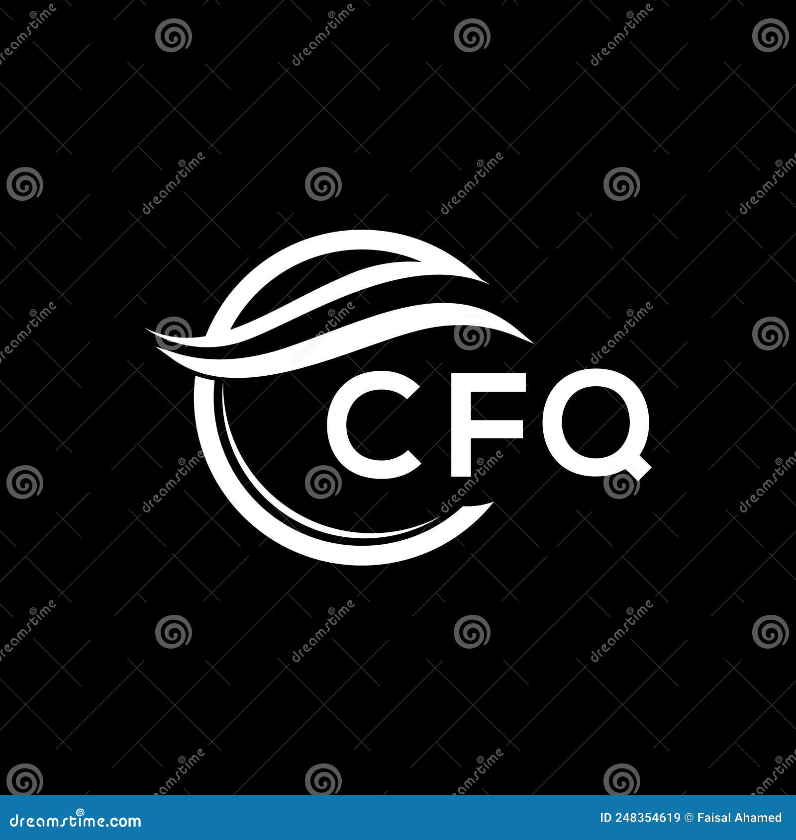 CFQ Letter Logo Design on Black Background. CFQ Creative Circle Letter ...