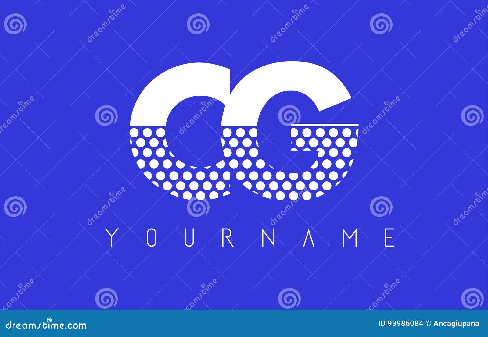 CG C G Dotted Letter Logo Design with Blue Background. Stock Vector ...