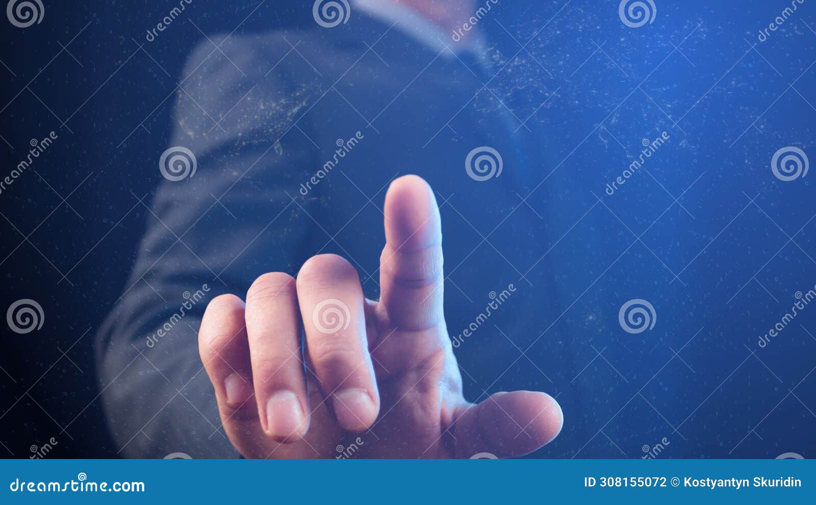 Cg Collage Businessman Touching Finger Transparent Screen. Binary Code ...