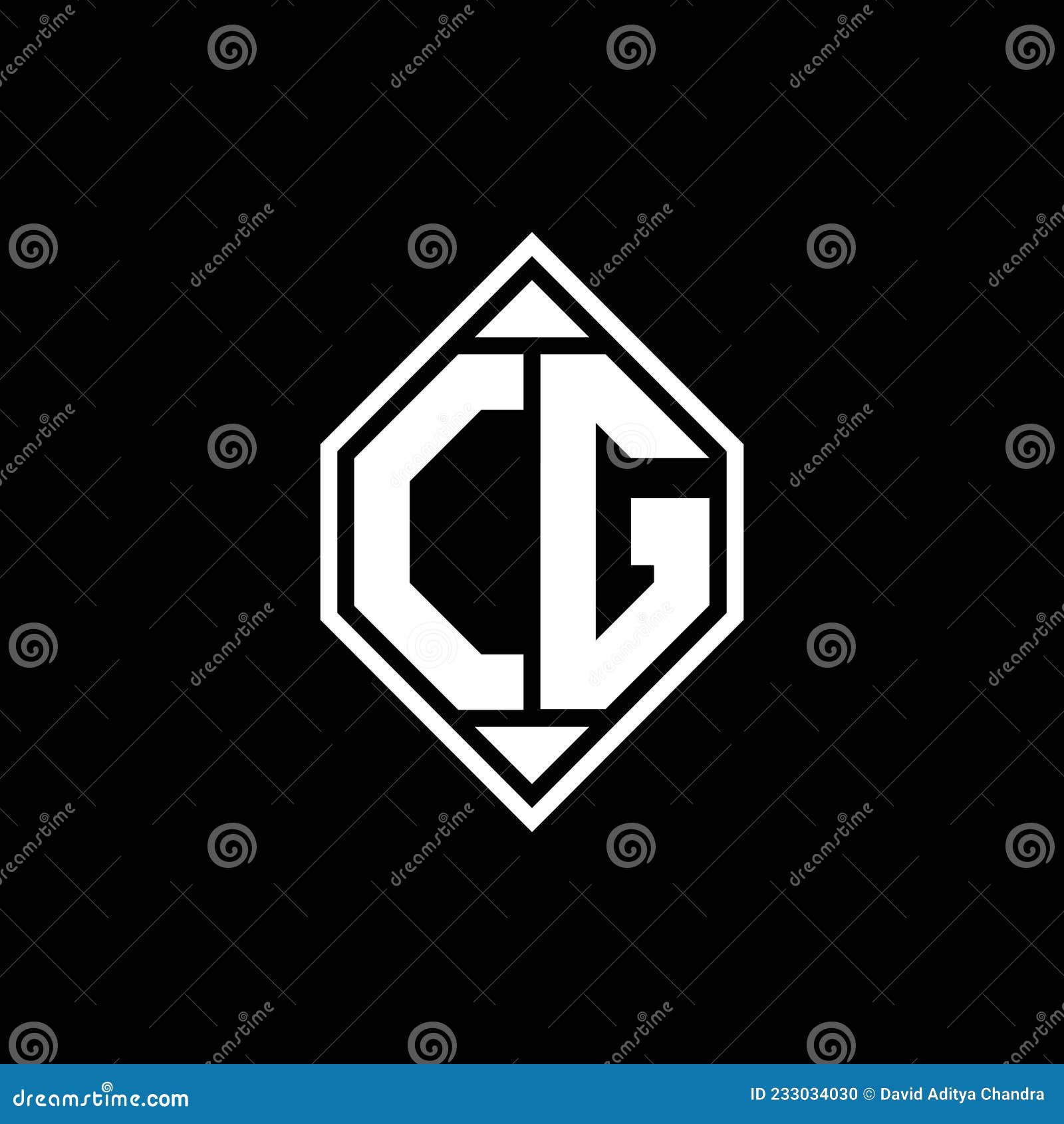CG Logo Monogram Geometric Shield Shape Style Stock Vector ...