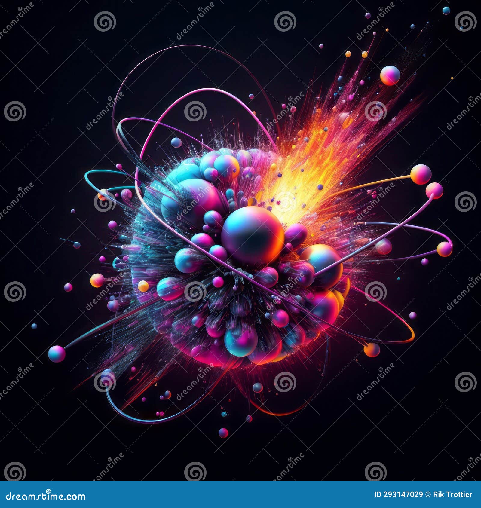 CG Model Electricity Nucleus Atom Nuclear Explode Stock Illustration ...