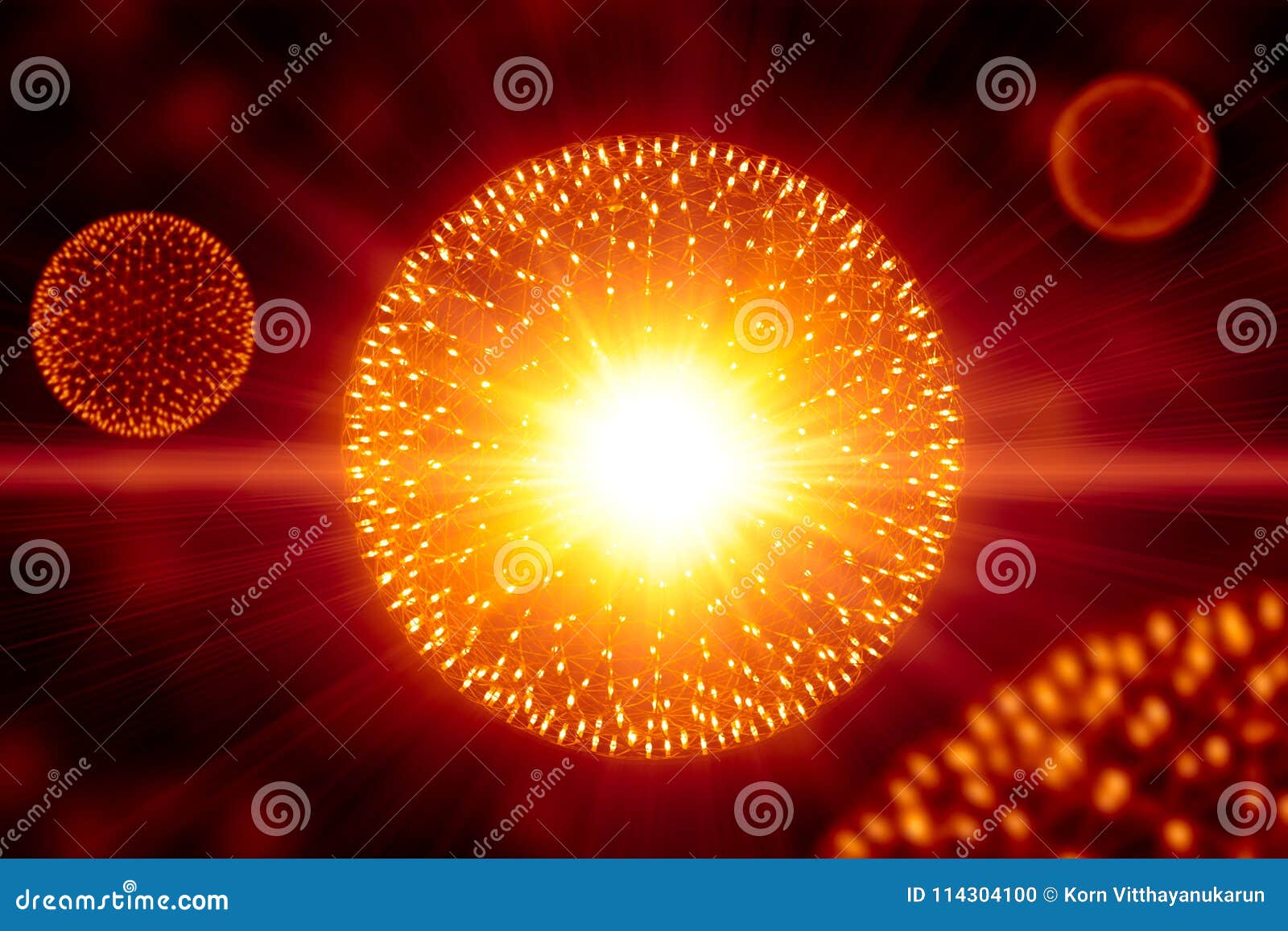 CG Model Structure Form Of Nucleus Atom Nuclear Explode Bomb Emit X-ray ...